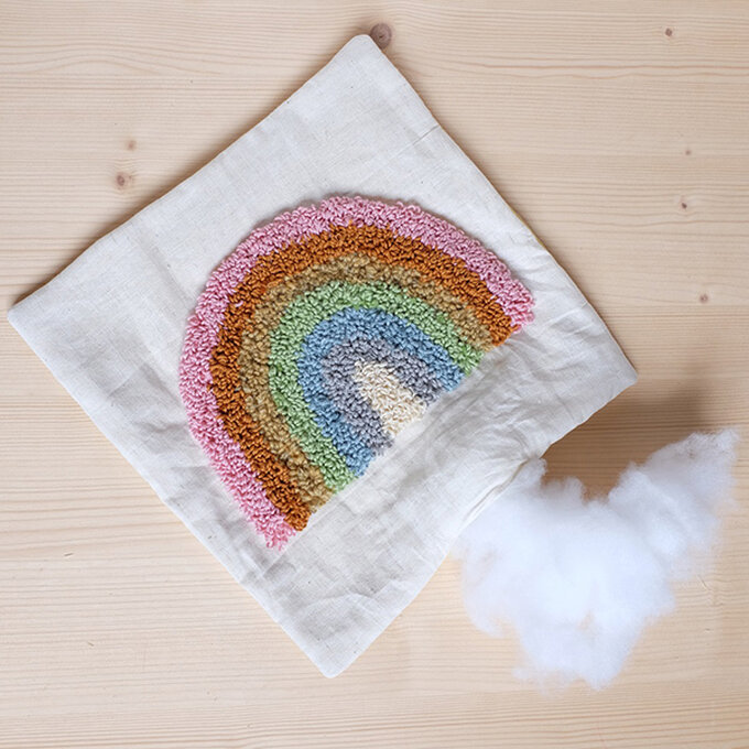 How to Make a Punch Needle Rainbow Cushion | Hobbycraft