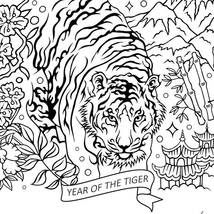 chinese new year tiger coloring pages