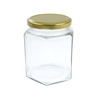 Clear Hexagonal Glass Jars 350ml 12 Pack | Hobbycraft