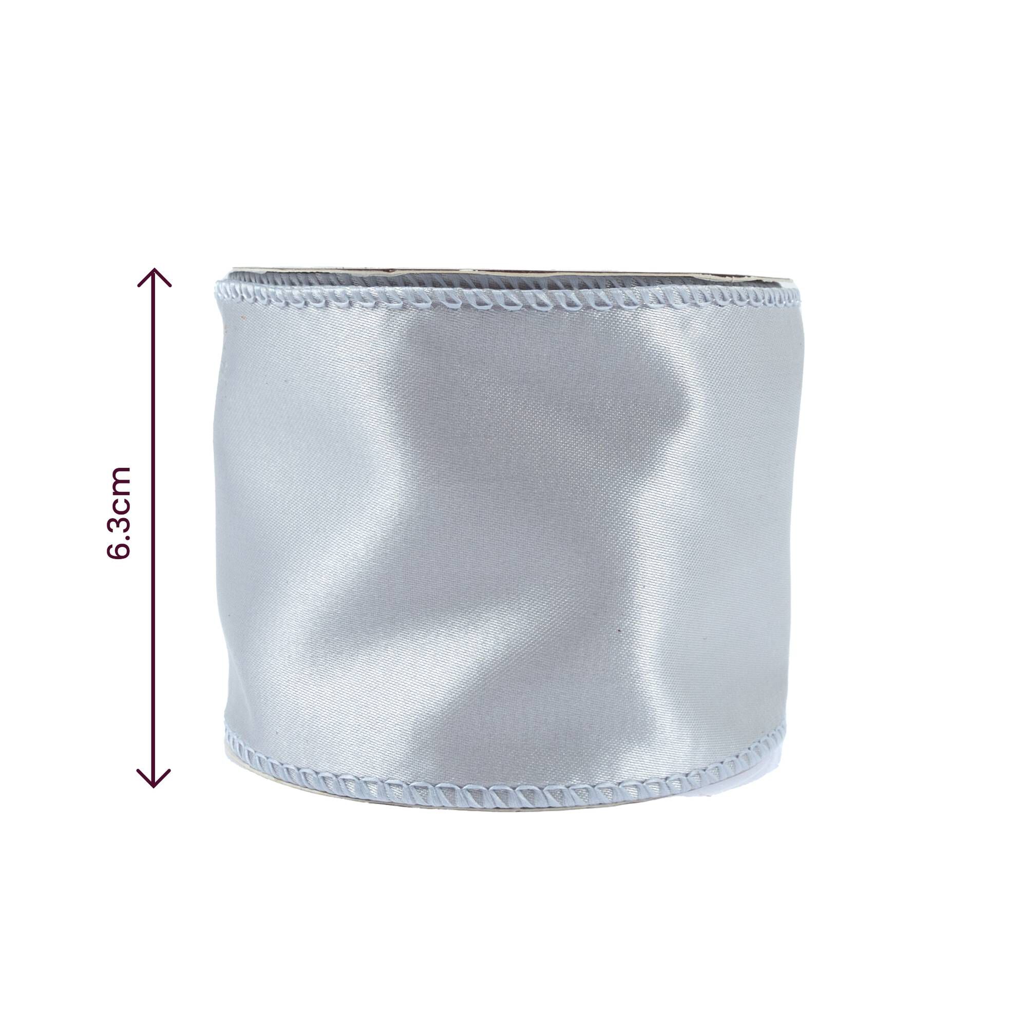 Light Silver Wire Edge Satin Ribbon 63mm x 3m | Hobbycraft
