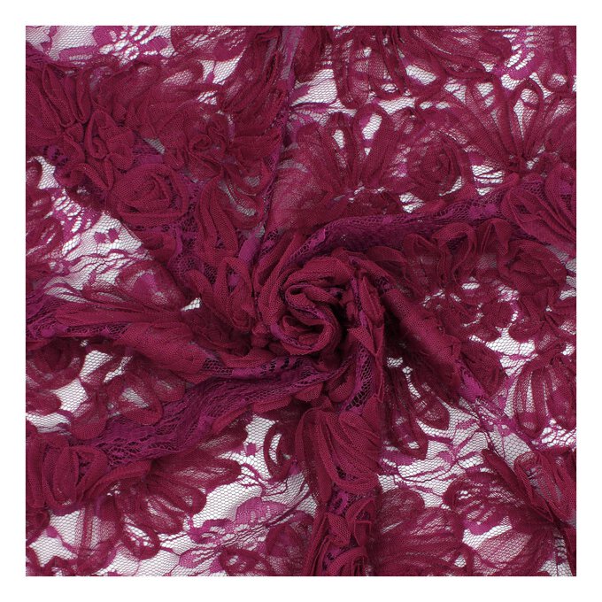Magenta Floral Cornelli Lace Fabric by the Metre | Hobbycraft