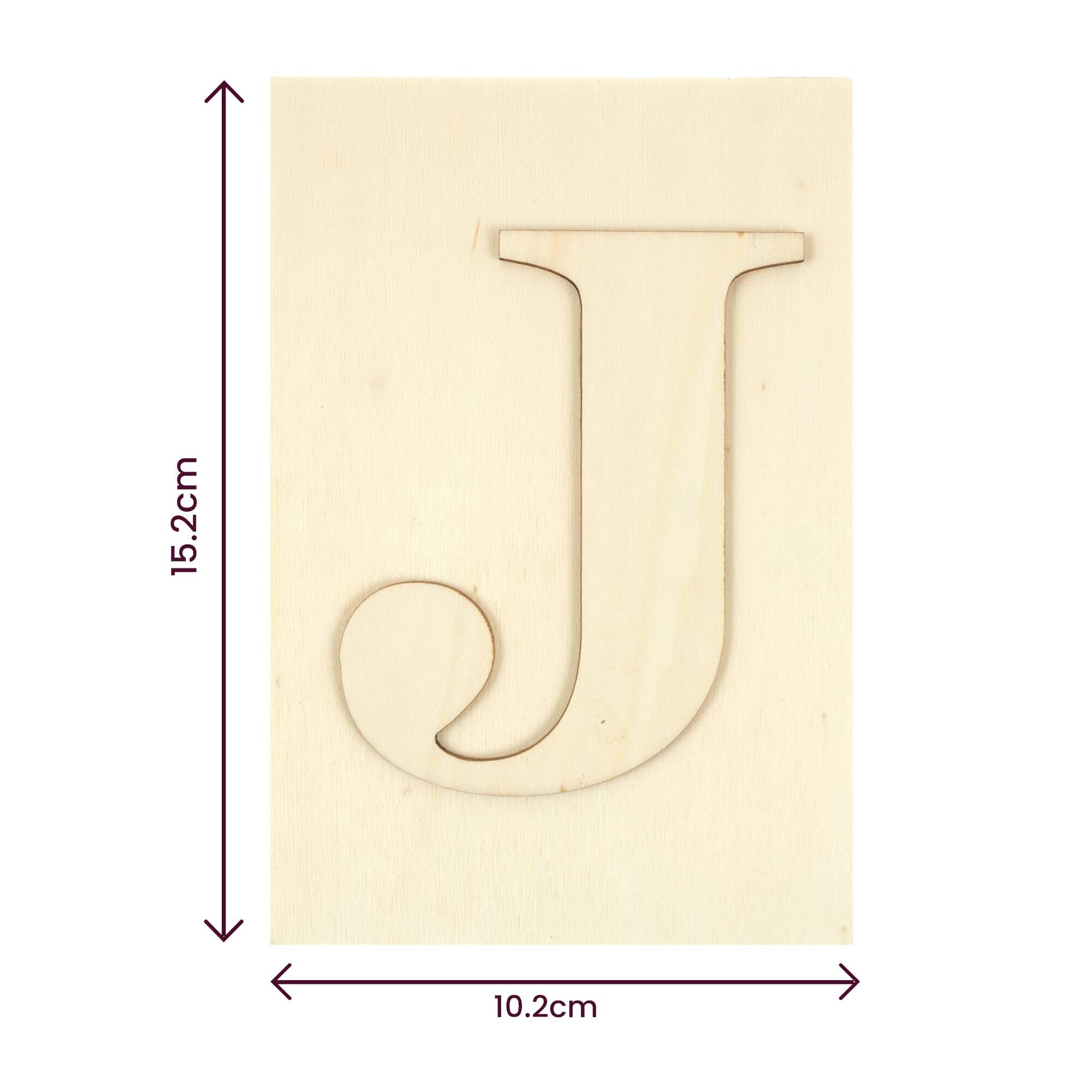 Wooden Letter J Plaque 10cm x 15cm | Hobbycraft