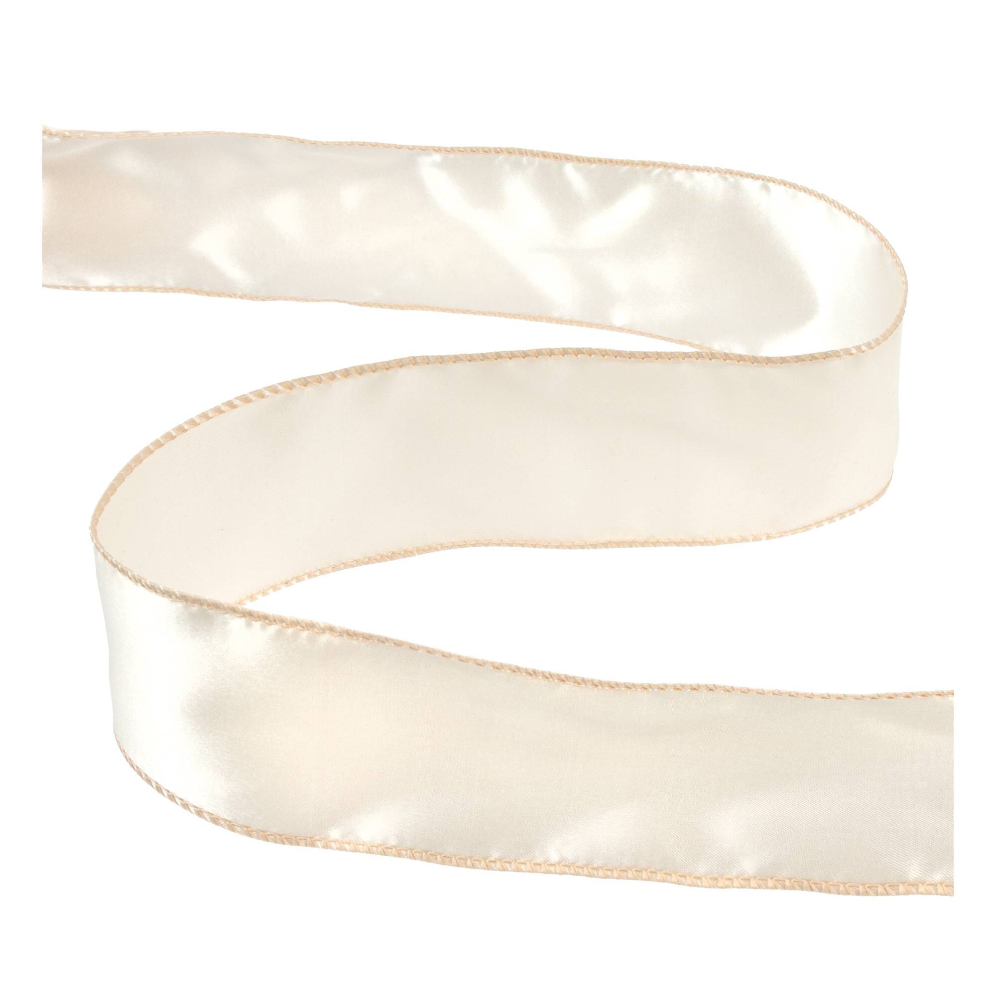 Cream Wire Edge Satin Ribbon 63mm x 3m | Hobbycraft