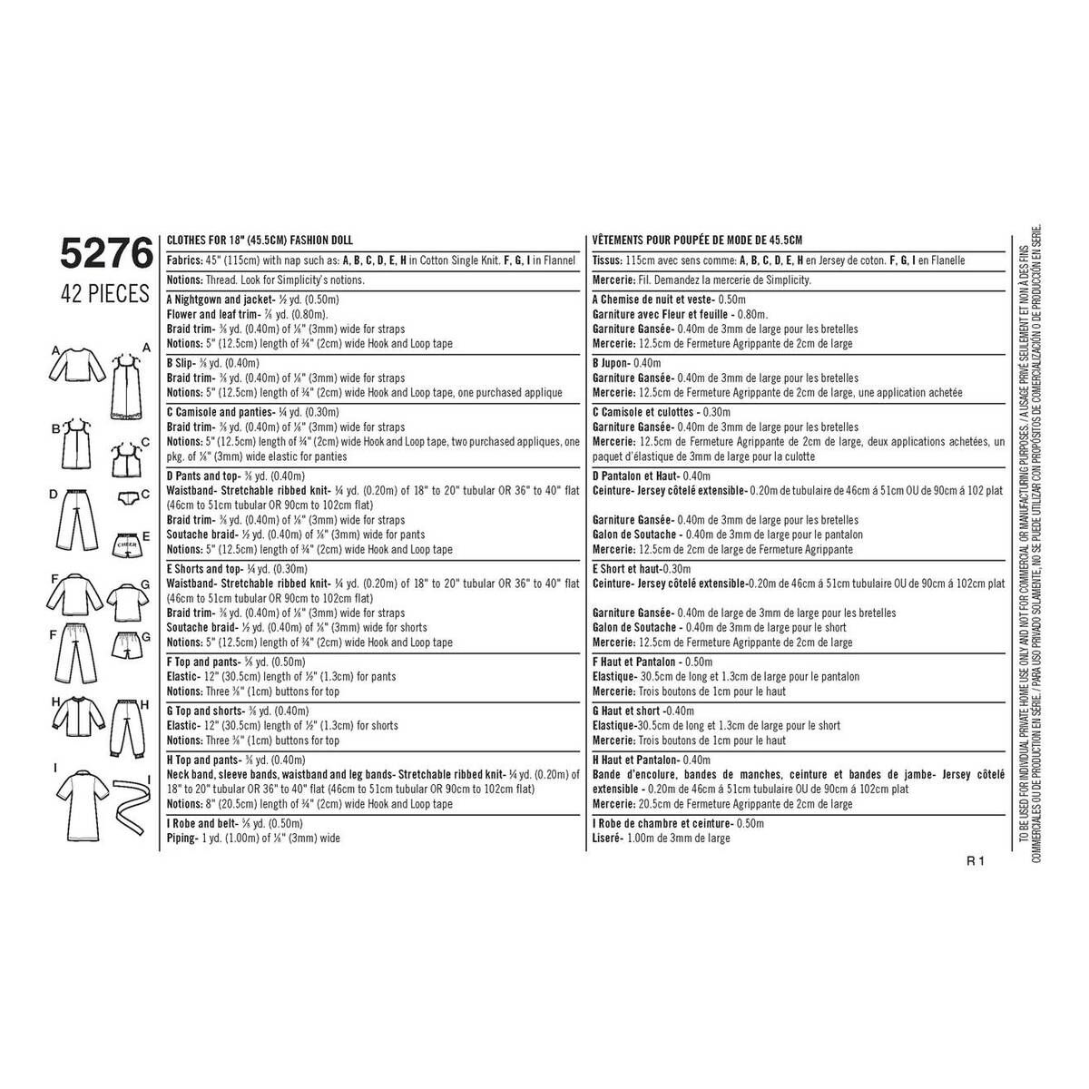 Simplicity Doll Clothes Sewing Pattern 5276 | Hobbycraft