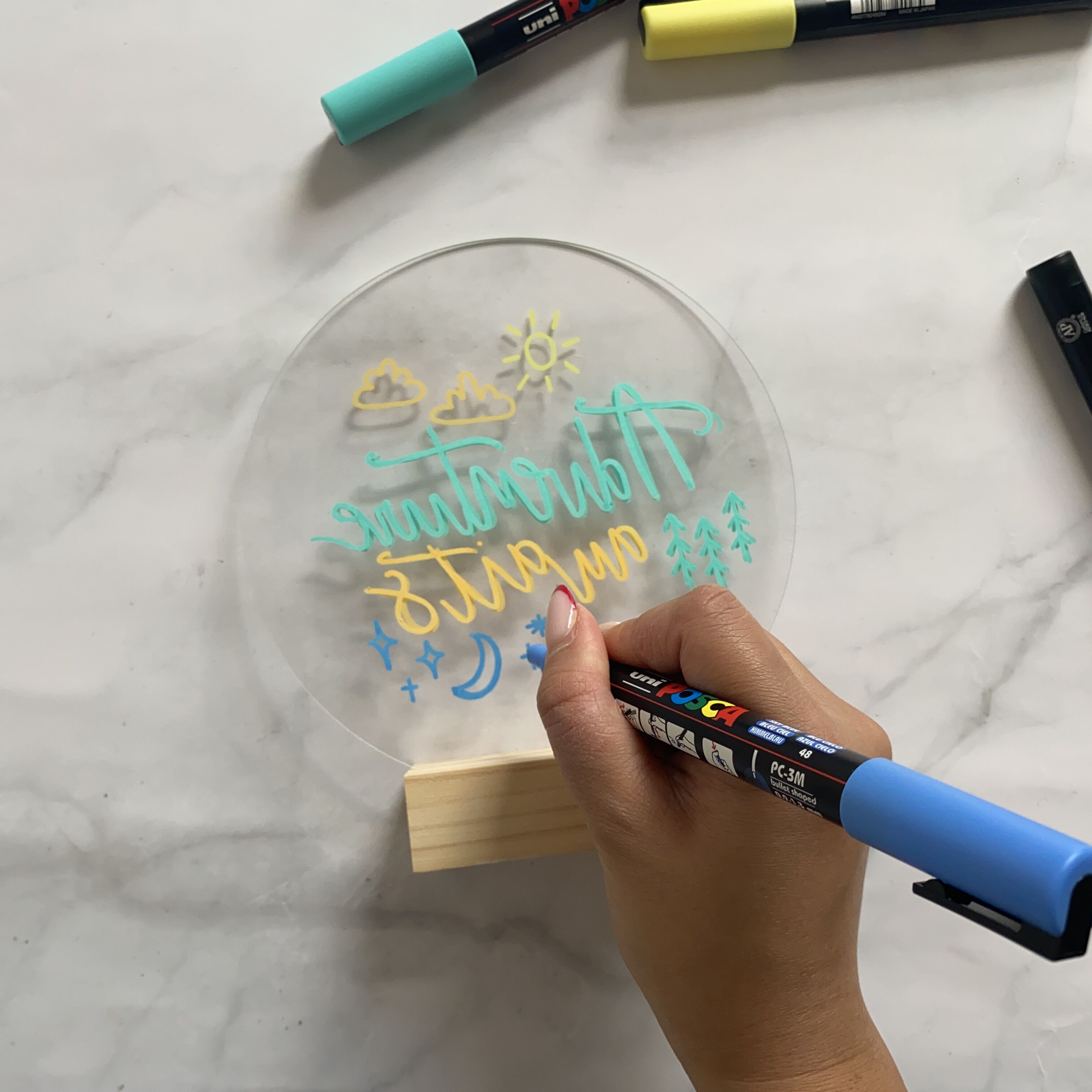 Clear Round Acrylic Table Sign 18cm | Hobbycraft