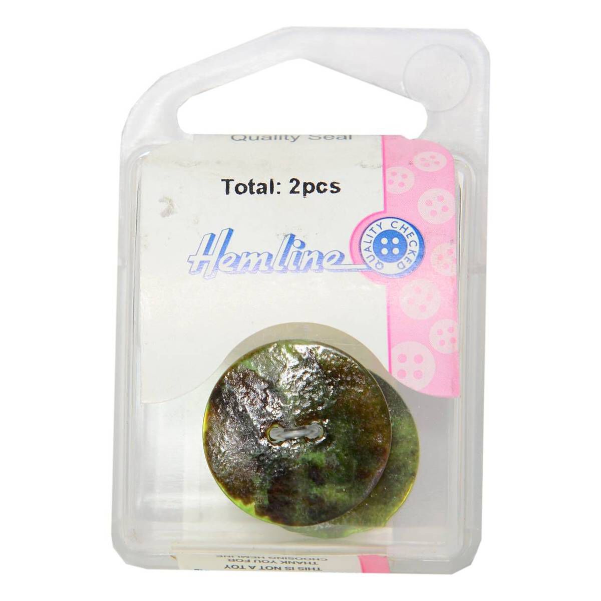 Hemline Light Green Shell Mother of Pearl Button 2 Pack | Hobbycraft