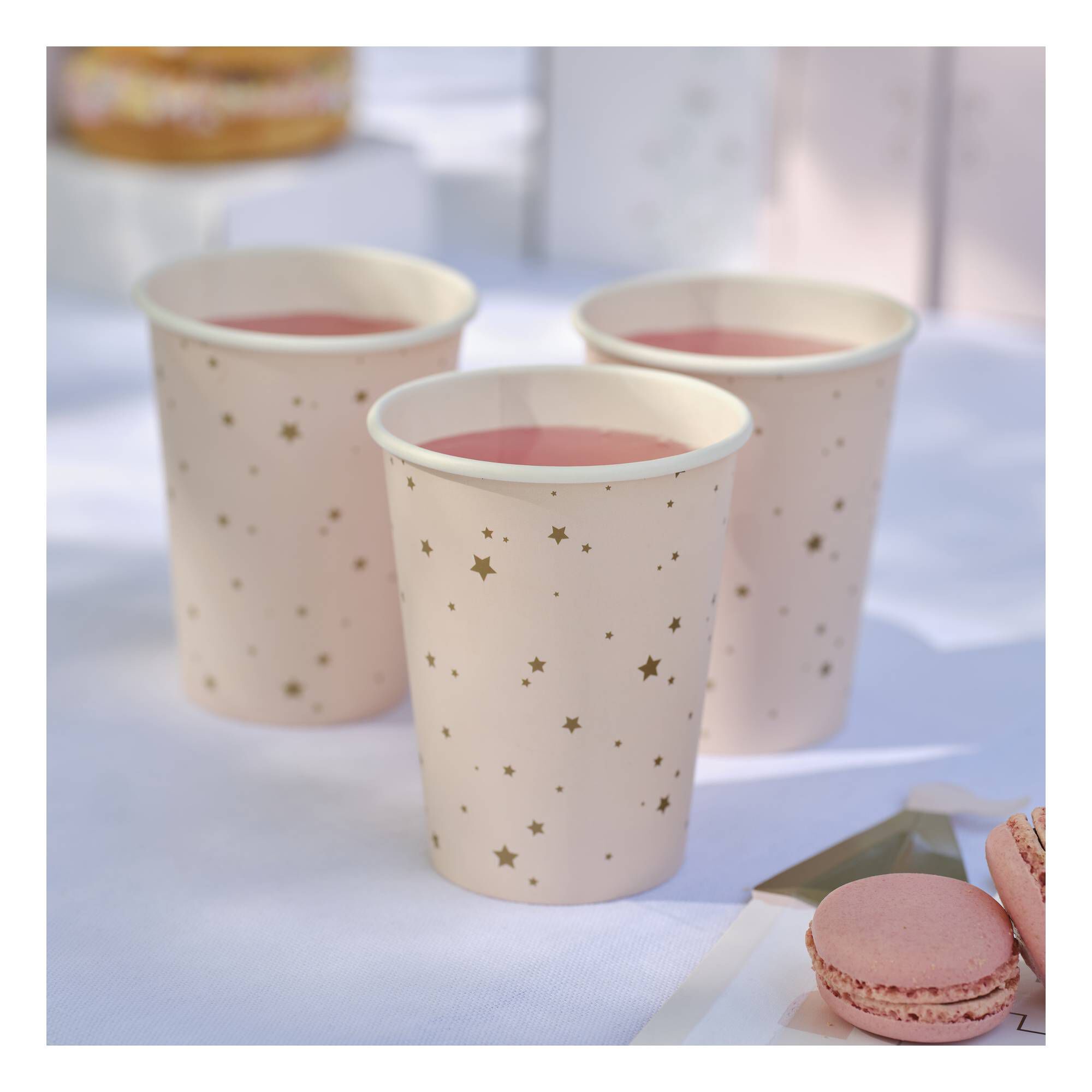 Ginger Ray Pink and Gold Star Paper Cups 8 Pack | Hobbycraft