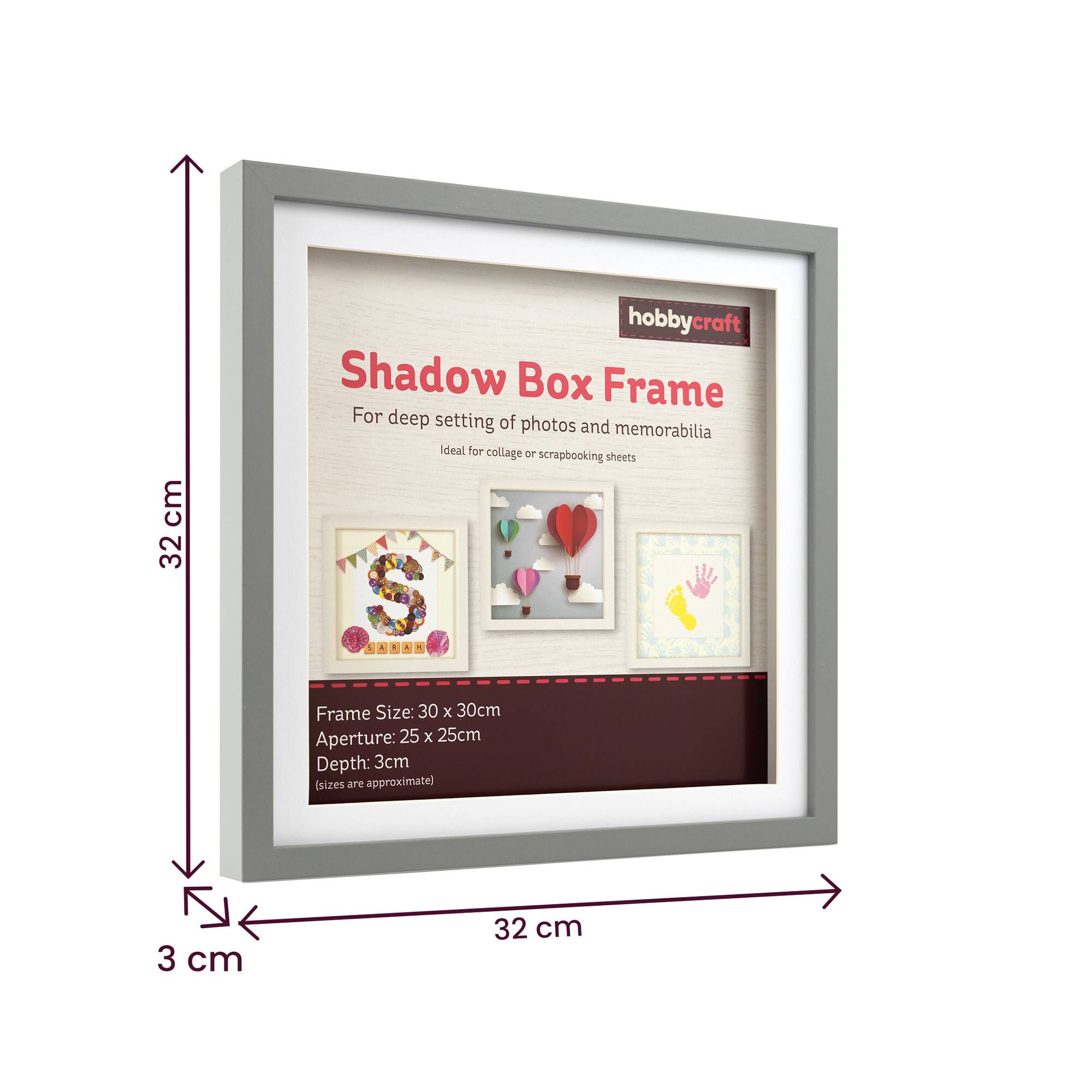 Grey Shadow Box Frame 30cm x 30cm | Hobbycraft