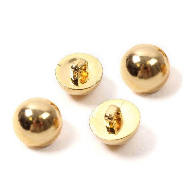 Hemline Gold Metal Dome Button 4 Pack | Hobbycraft