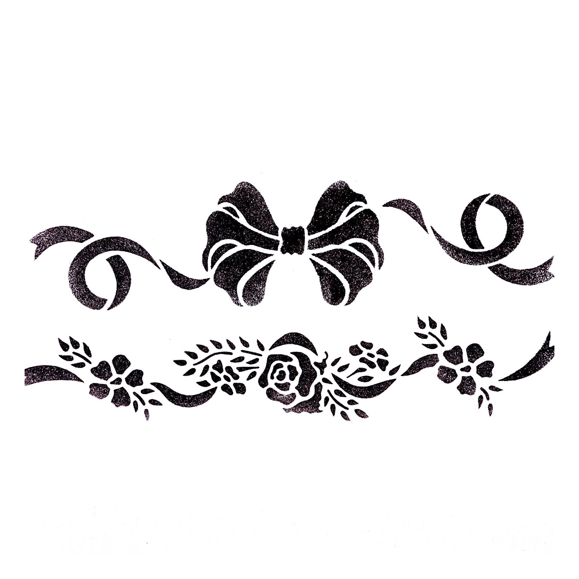 Rose and Bow Stencil 10cm x 25cm | Hobbycraft