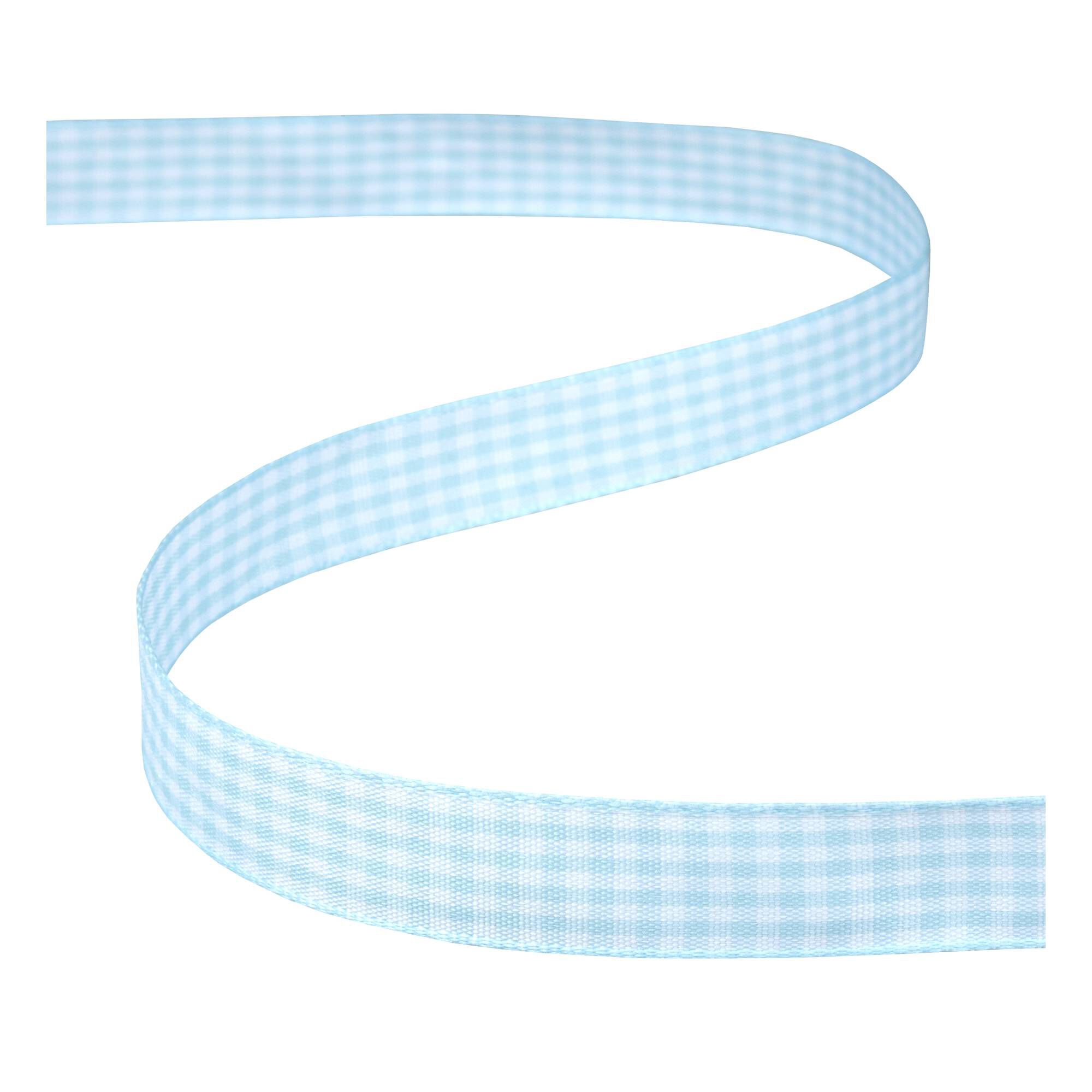 Light Blue Gingham Ribbon 15mm x 4m | Hobbycraft