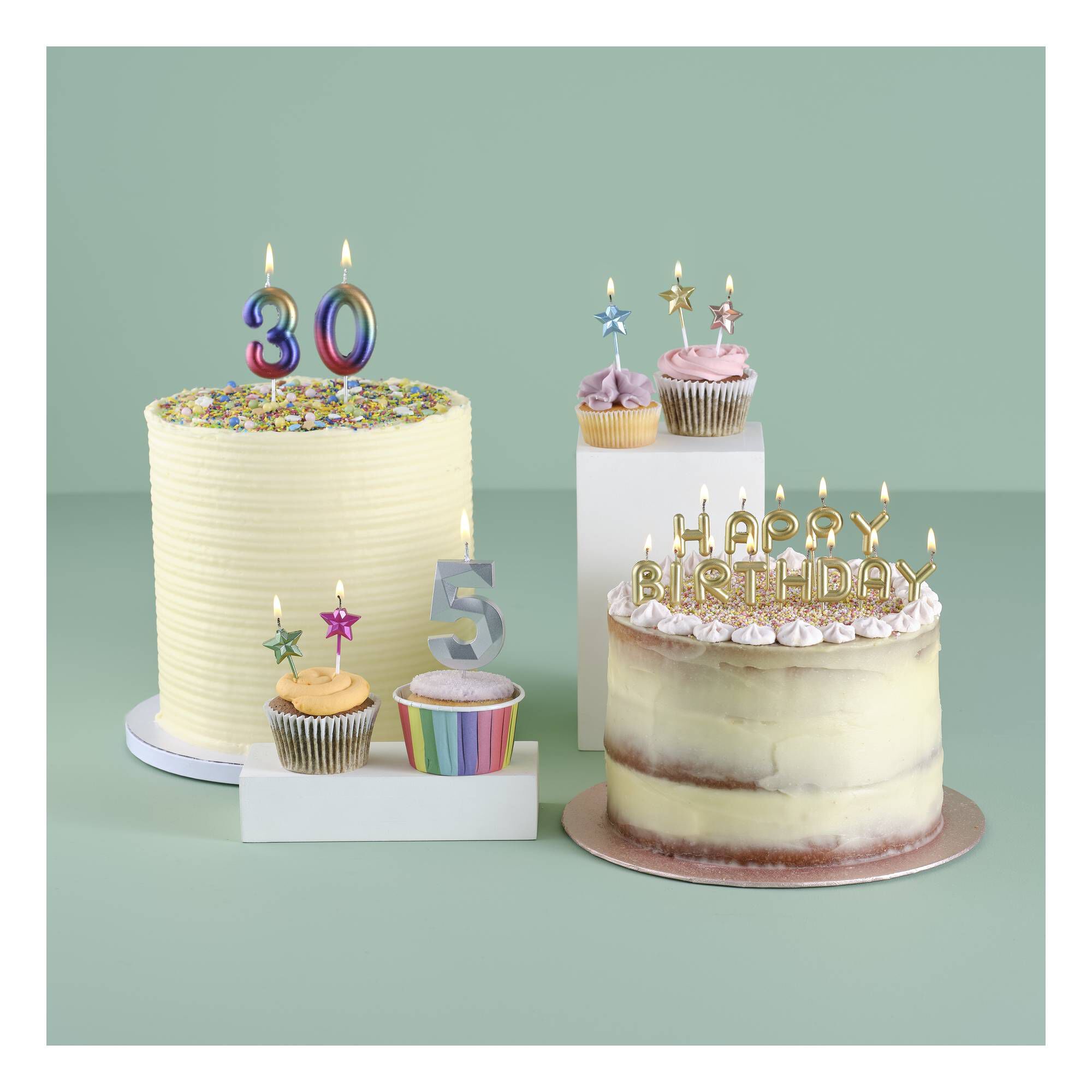 Whisk Assorted Metallic Star Candles 5 Pack | Hobbycraft