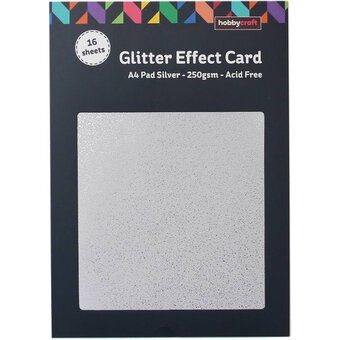 Silver Glitter Effect Card A4 16 Sheets | Hobbycraft