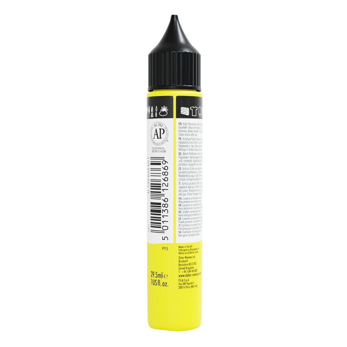 Daler-Rowney System3 Lemon Yellow Fluid Acrylic 29.5ml (651) | Hobbycraft