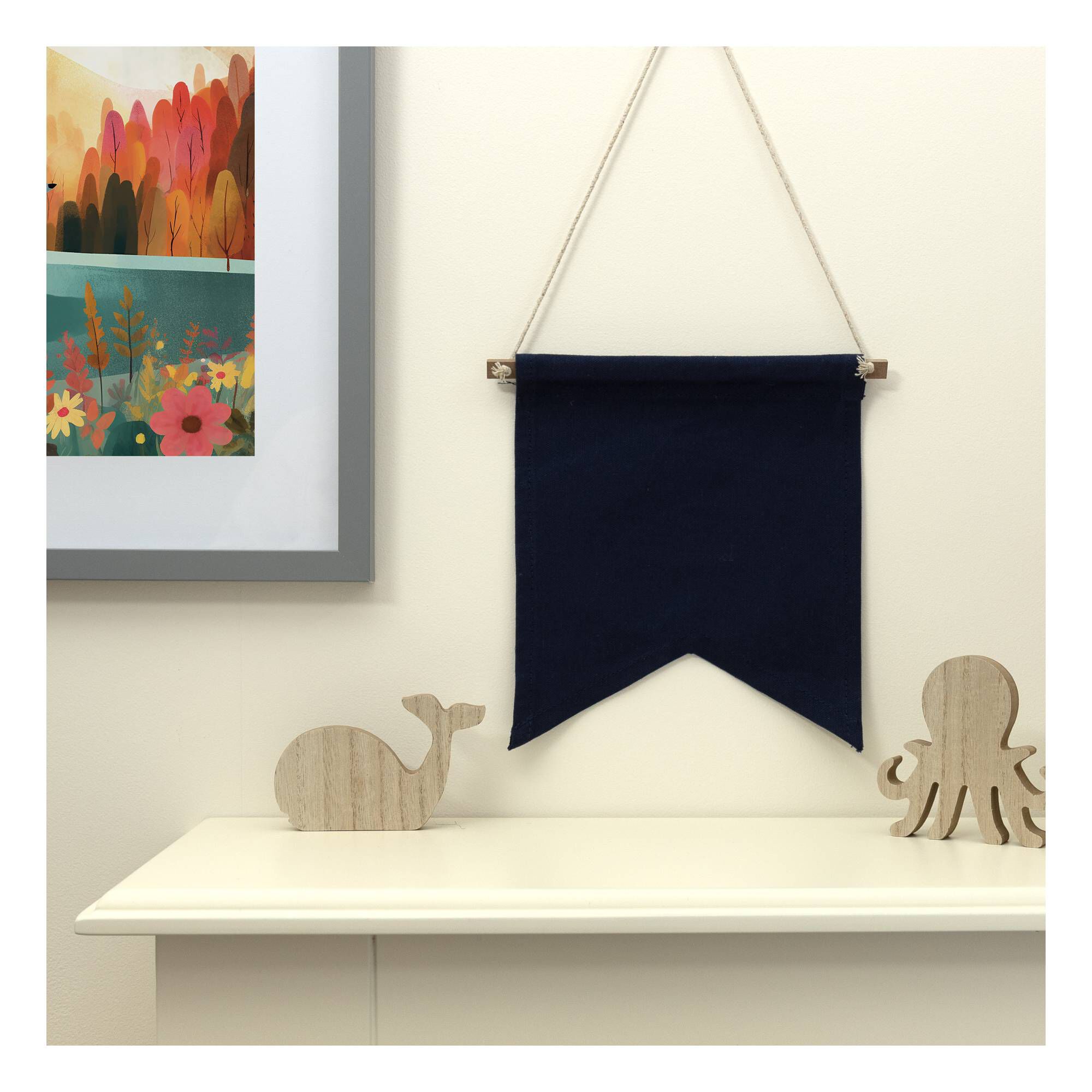 Navy Dove Tail Canvas Banner 19cm x 22cm | Hobbycraft