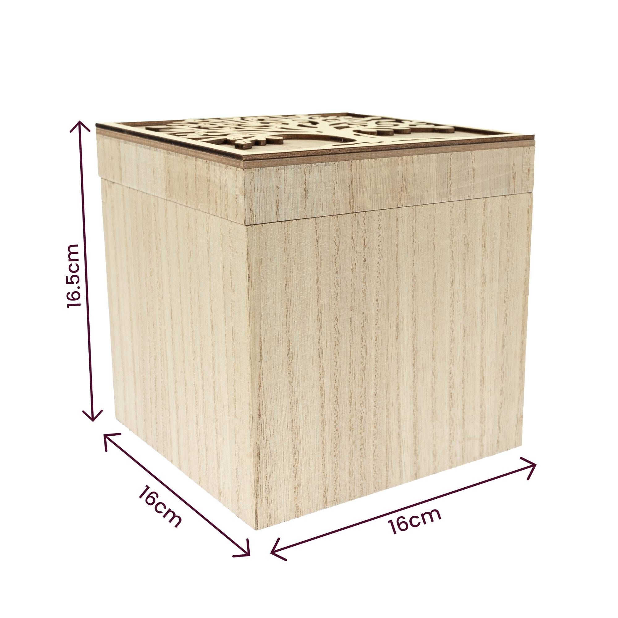 Wooden Tree Storage Box 16cm x 16cm x 16.5cm | Hobbycraft