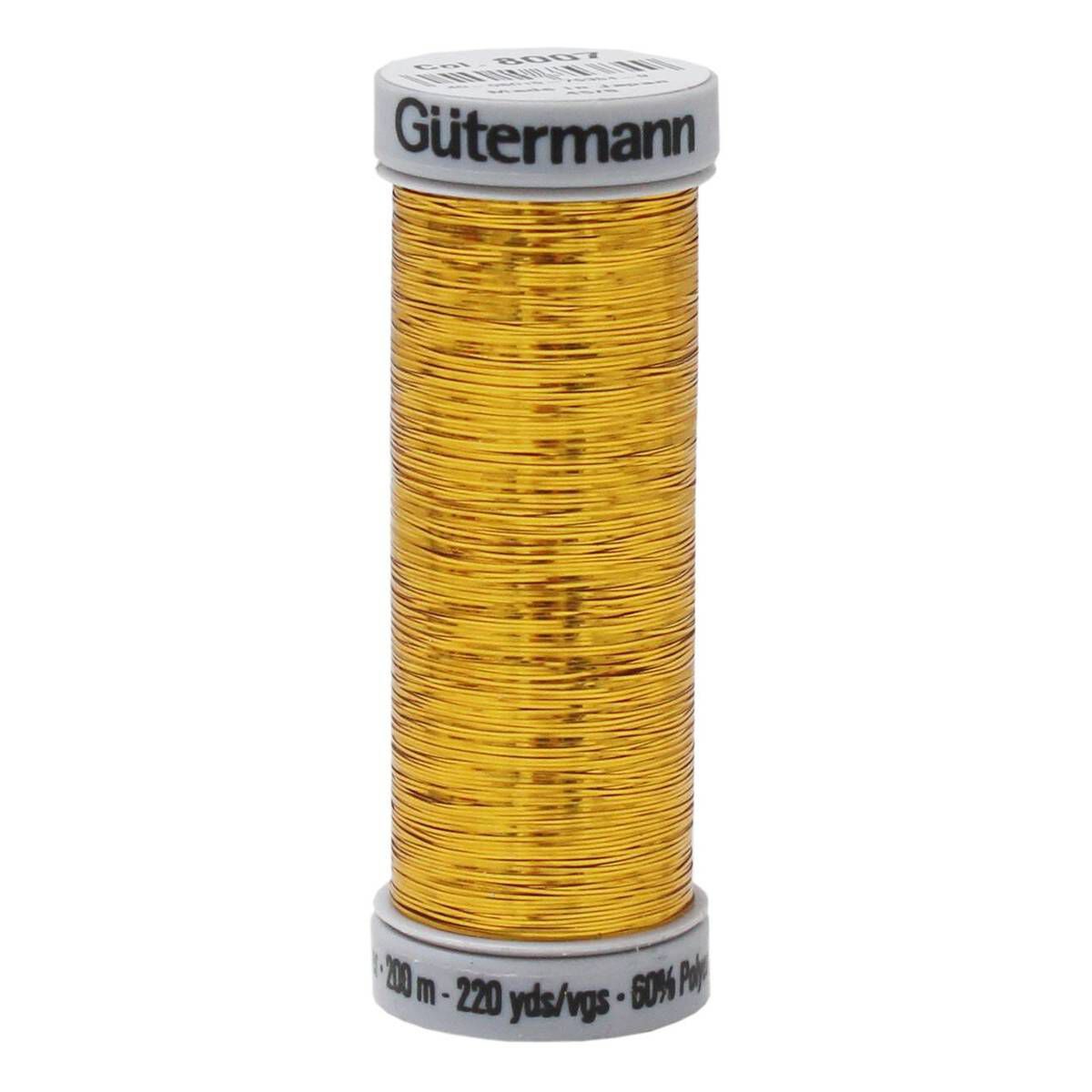 Gutermann Yellow Metallic Sliver Embroidery Thread 200m (8007) | Hobbycraft