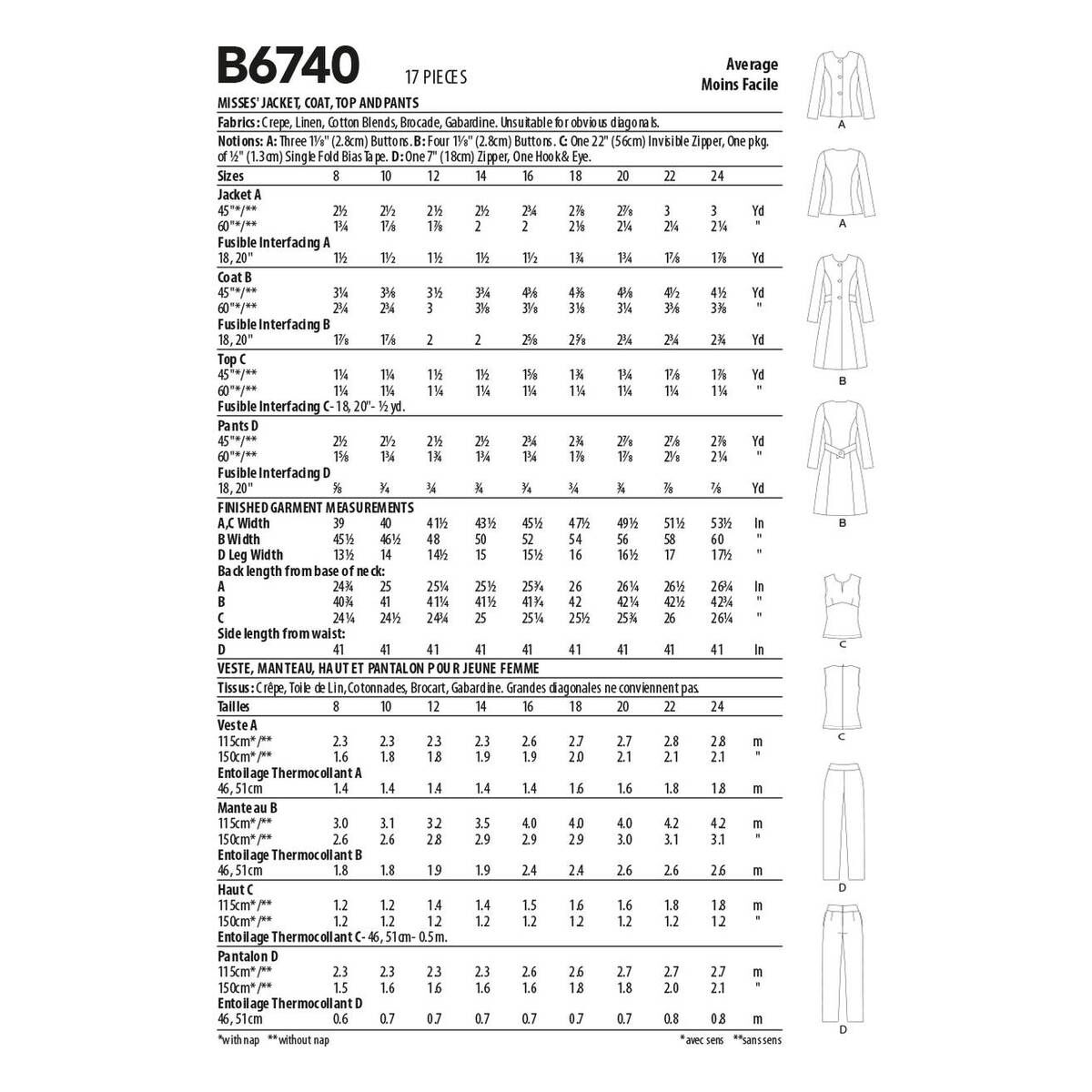 Butterick Women's Separates Sizes 16 to 24 Sewing Pattern B6740 ...