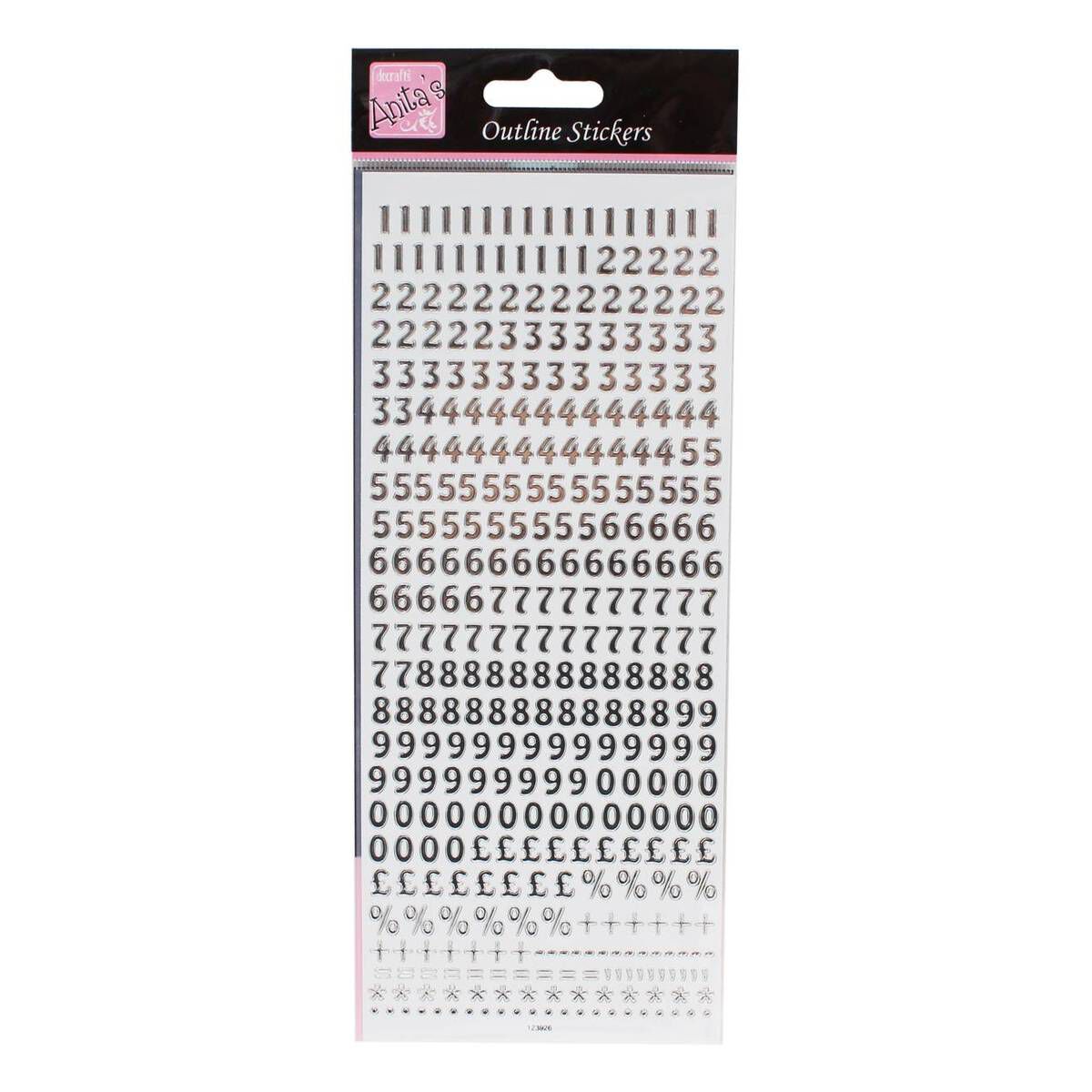 Anita's Small Silver Number Outline Stickers | Hobbycraft