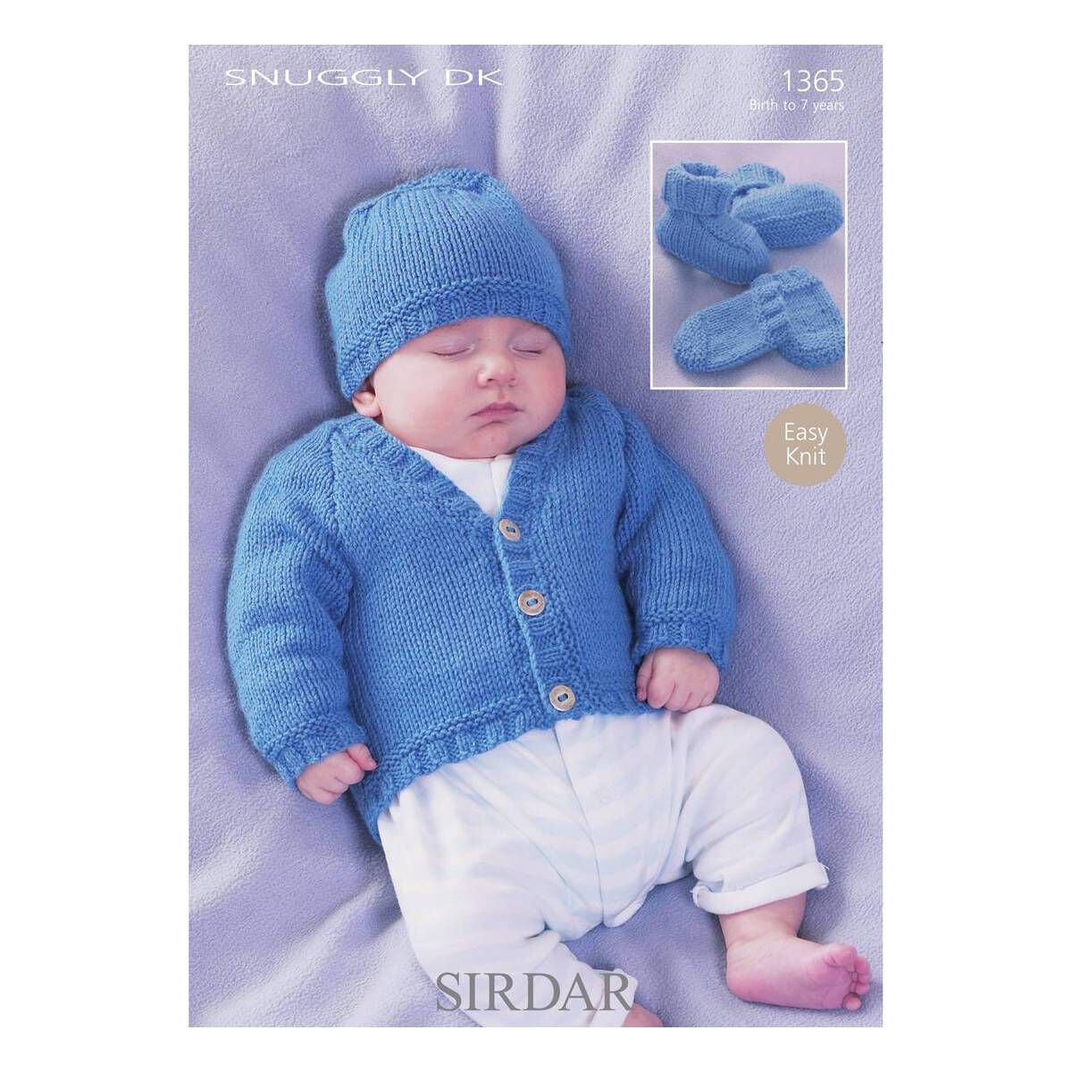 Sirdar Snuggly DK Cardigan Hat Mittens and Bootees Digital Pattern 1365 ...