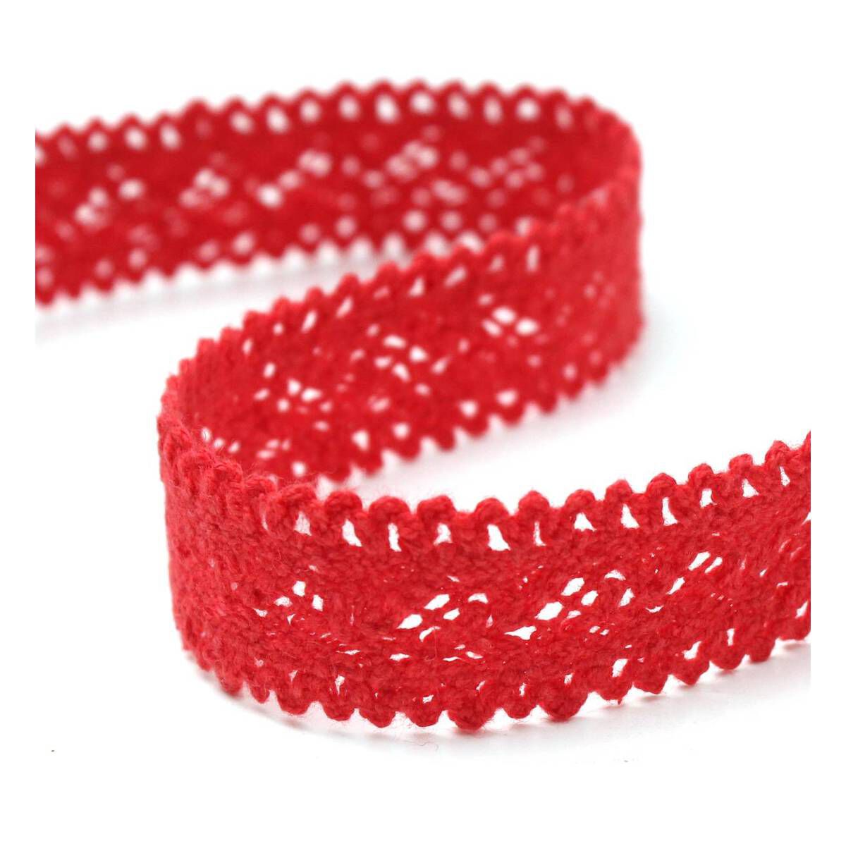 Red Cotton Lace Ribbon 18mm x 5m | Hobbycraft