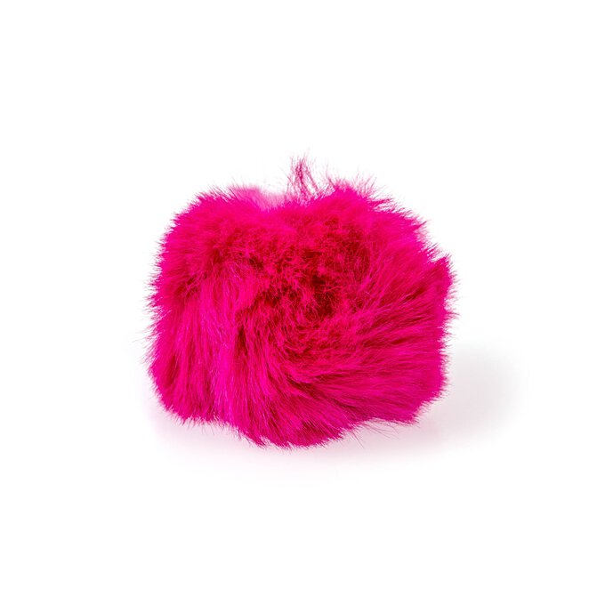 Bright Pink Faux Fur Pom Pom 6cm | Hobbycraft