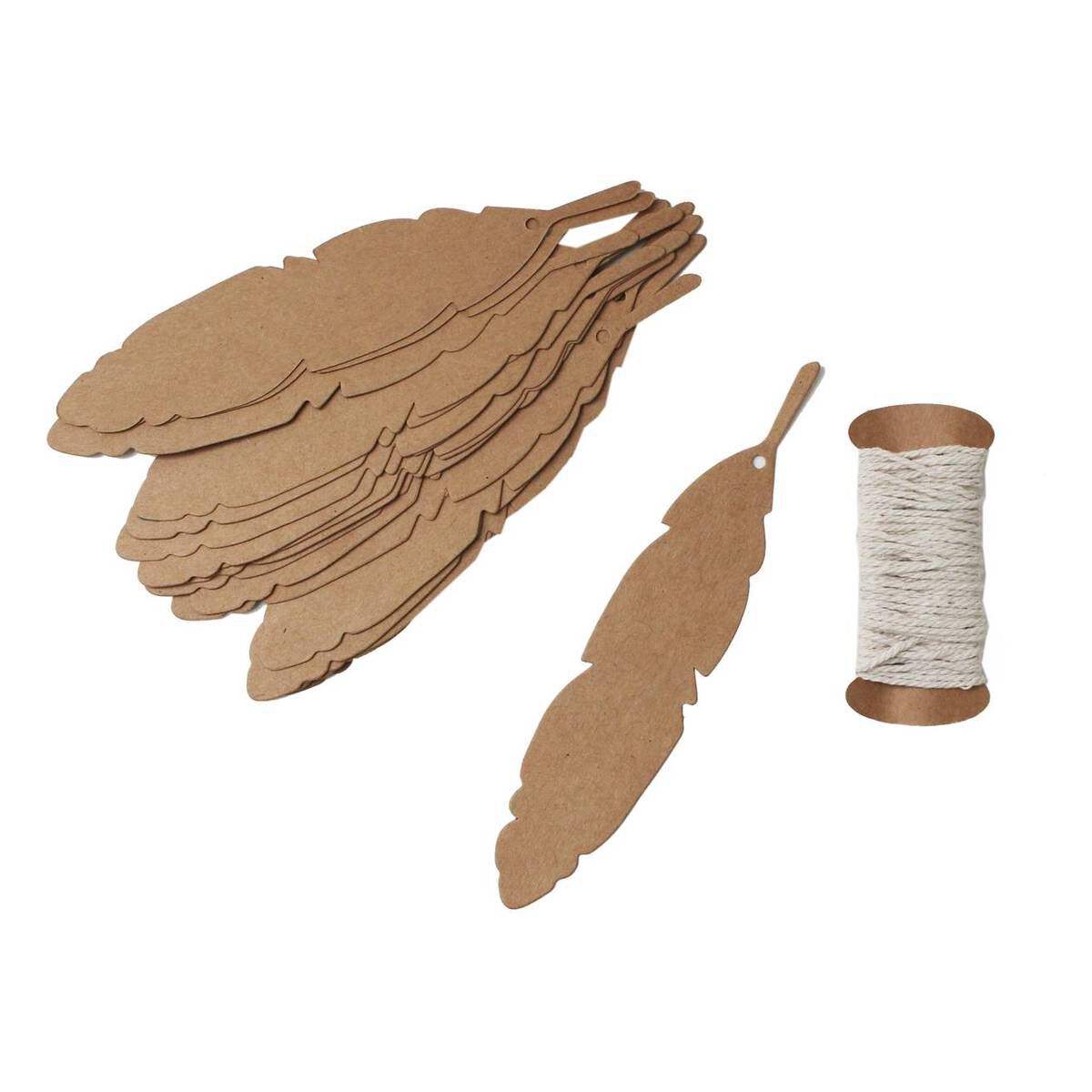 Feather Shaped Gift Tags and Twine 20 Pack | Hobbycraft