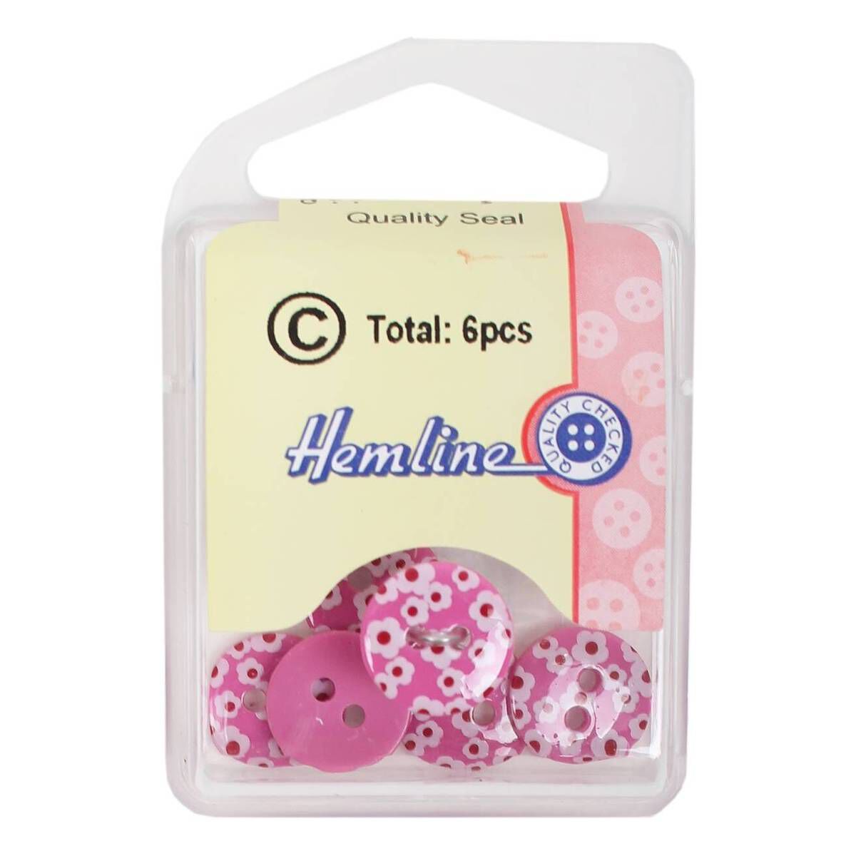 Hemline Pink Novelty Patterned Button 6 Pack | Hobbycraft