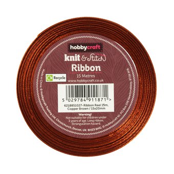 Copper Brown Satin Ribbon 20mm x 15m | Hobbycraft