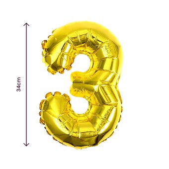 Gold Foil Number 3 Balloon | Hobbycraft