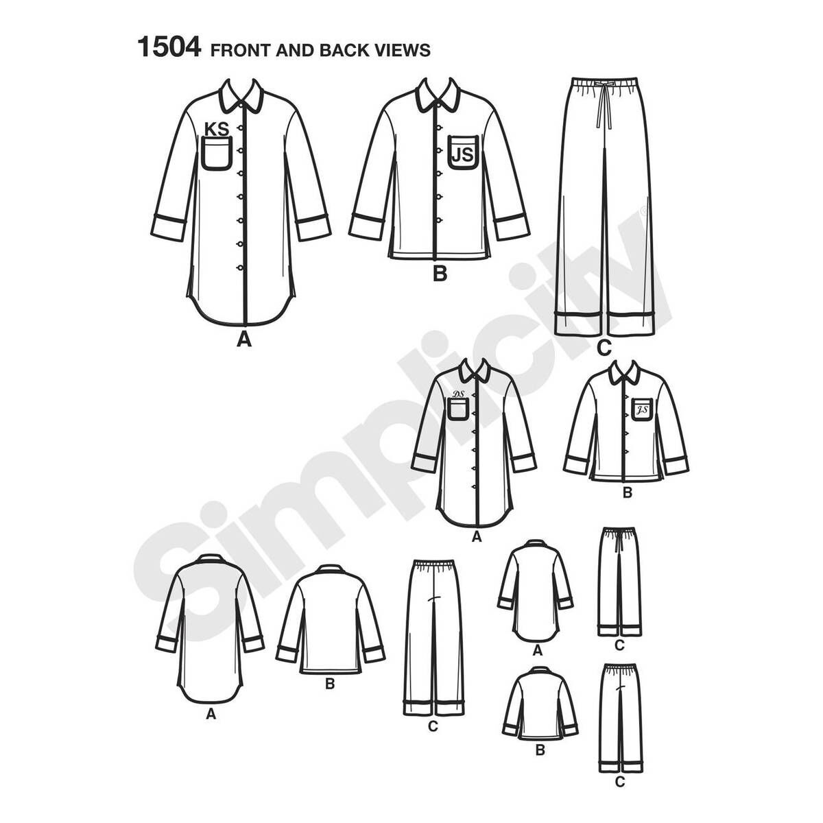 Simplicity Family Sleepwear Sewing Pattern 1504 | Hobbycraft