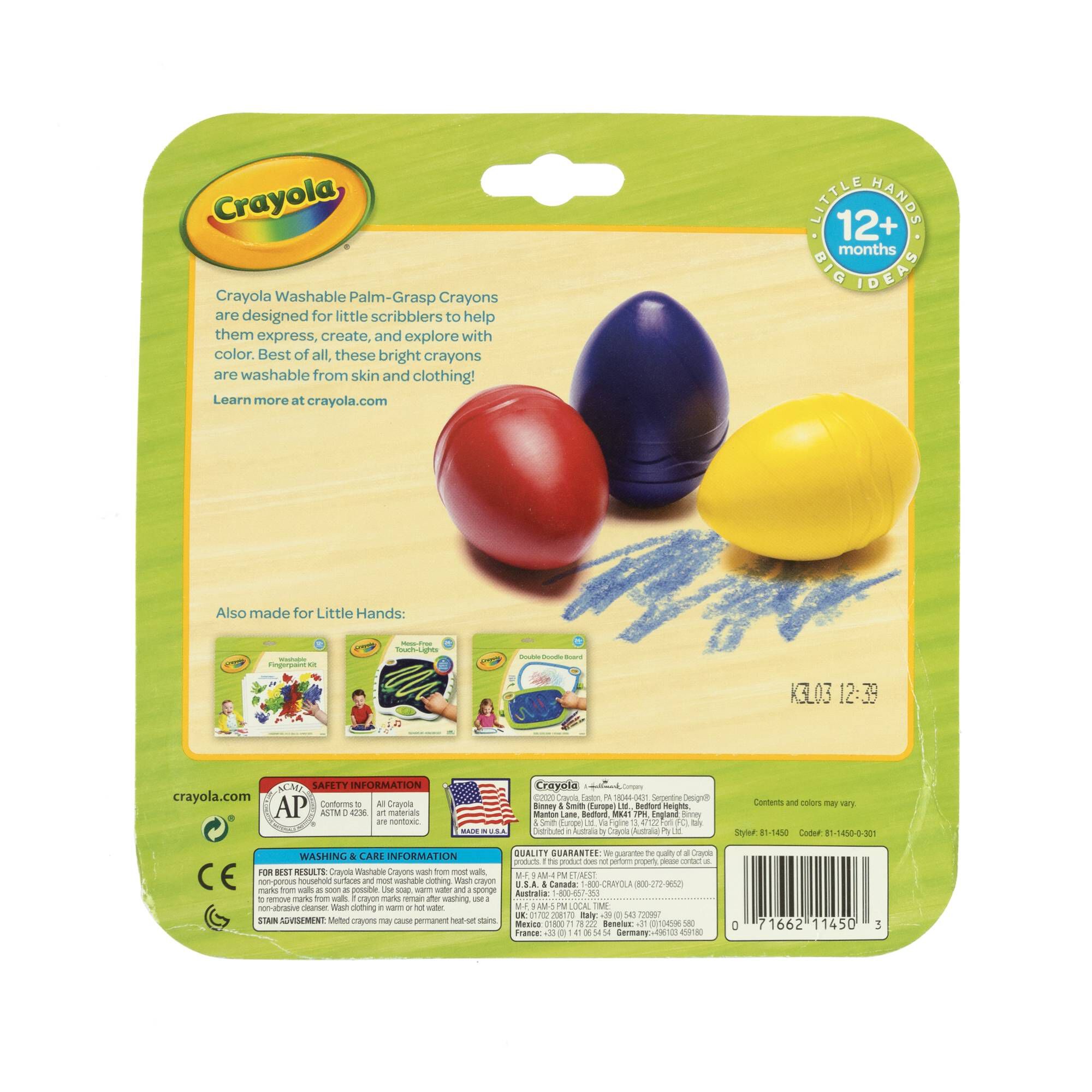 Crayola Washable Palm-Grasp Crayons 3 Pack | Hobbycraft