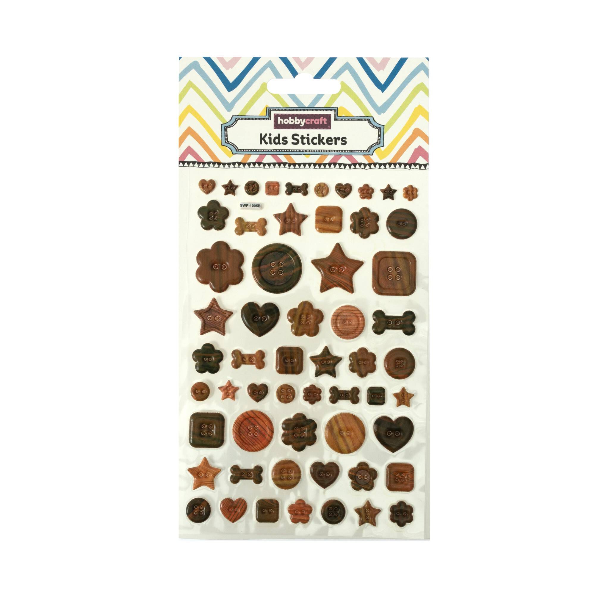 Brown Button Puffy Stickers | Hobbycraft