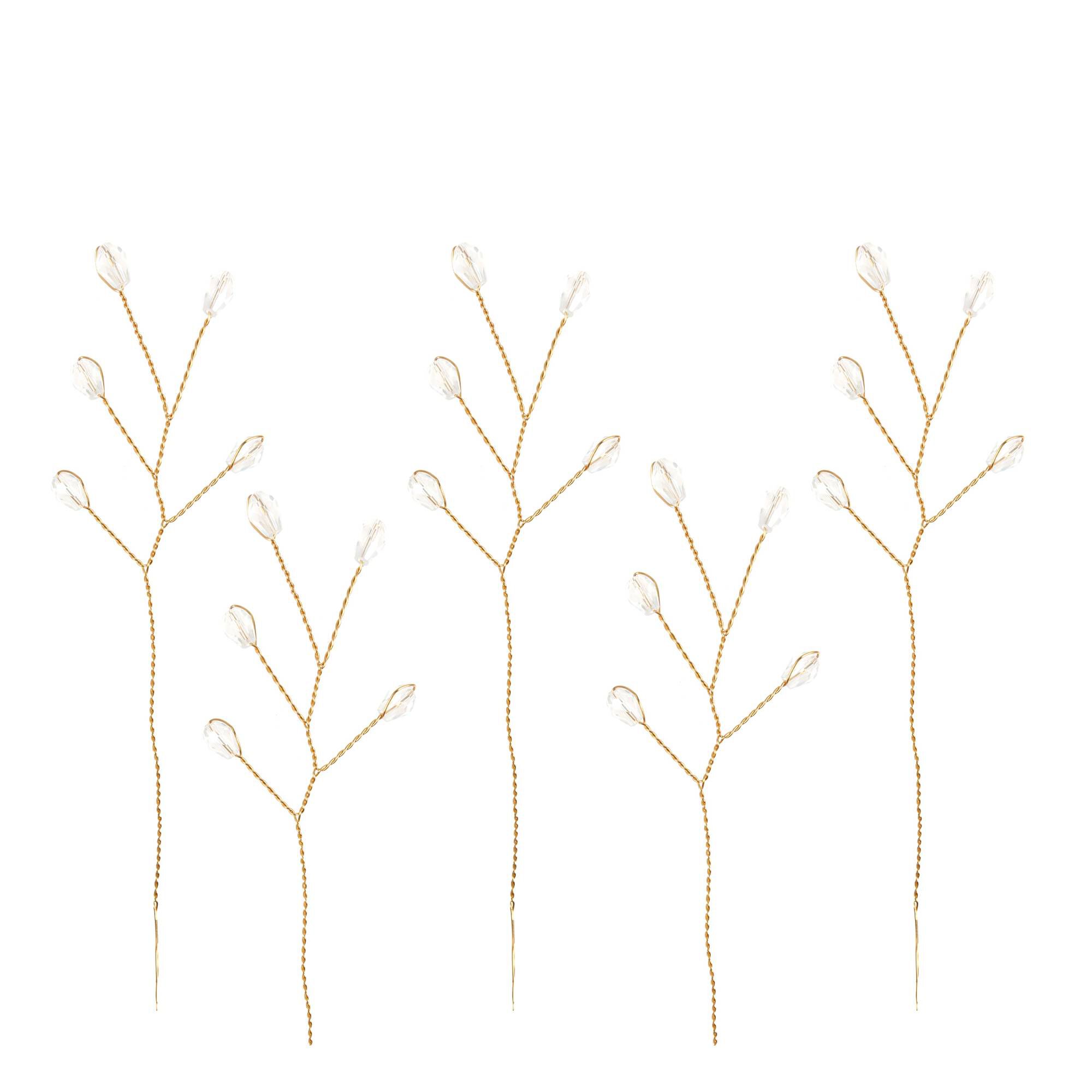 White Beaded Branch Wired Picks 5 Pieces | Hobbycraft