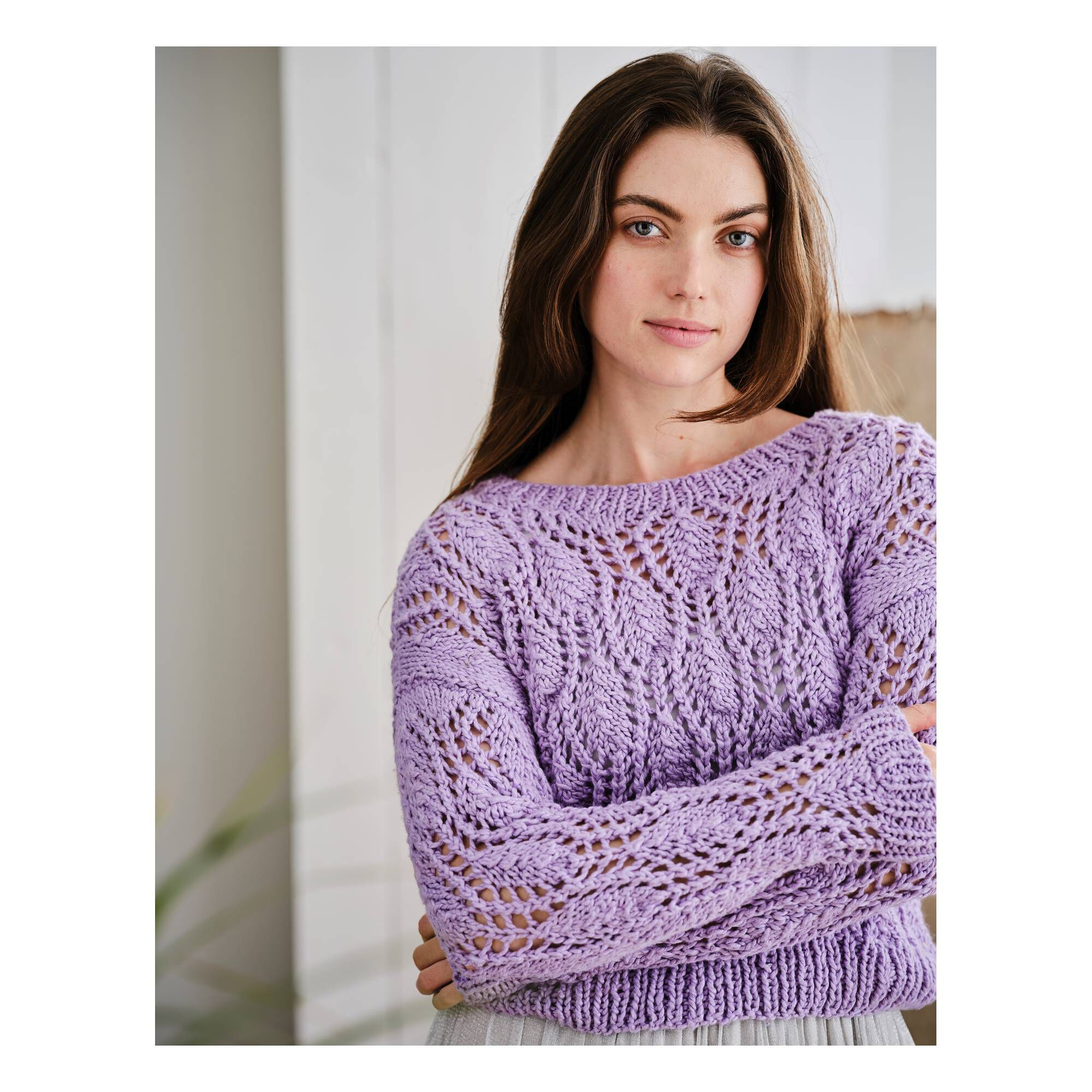 Knitcraft Chunky Pointelle Lace Jumper Digital Pattern 0292 | Hobbycraft