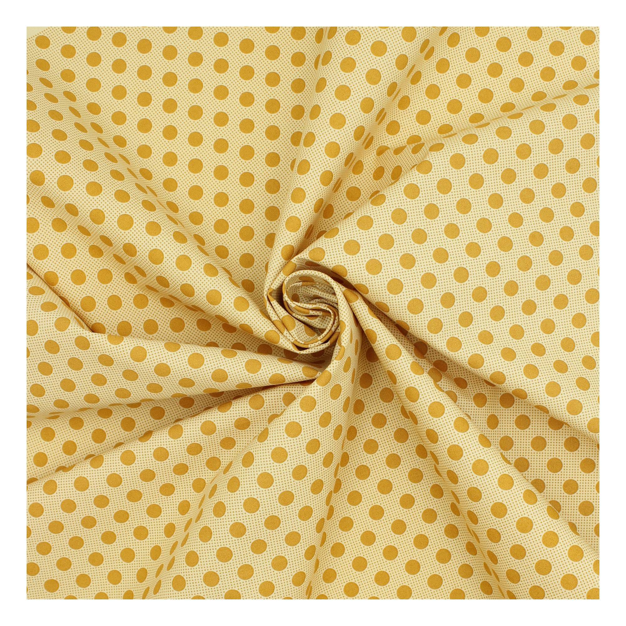 Flaxen Yellow Medium Dot Cotton Fabric by the Metre | Hobbycraft