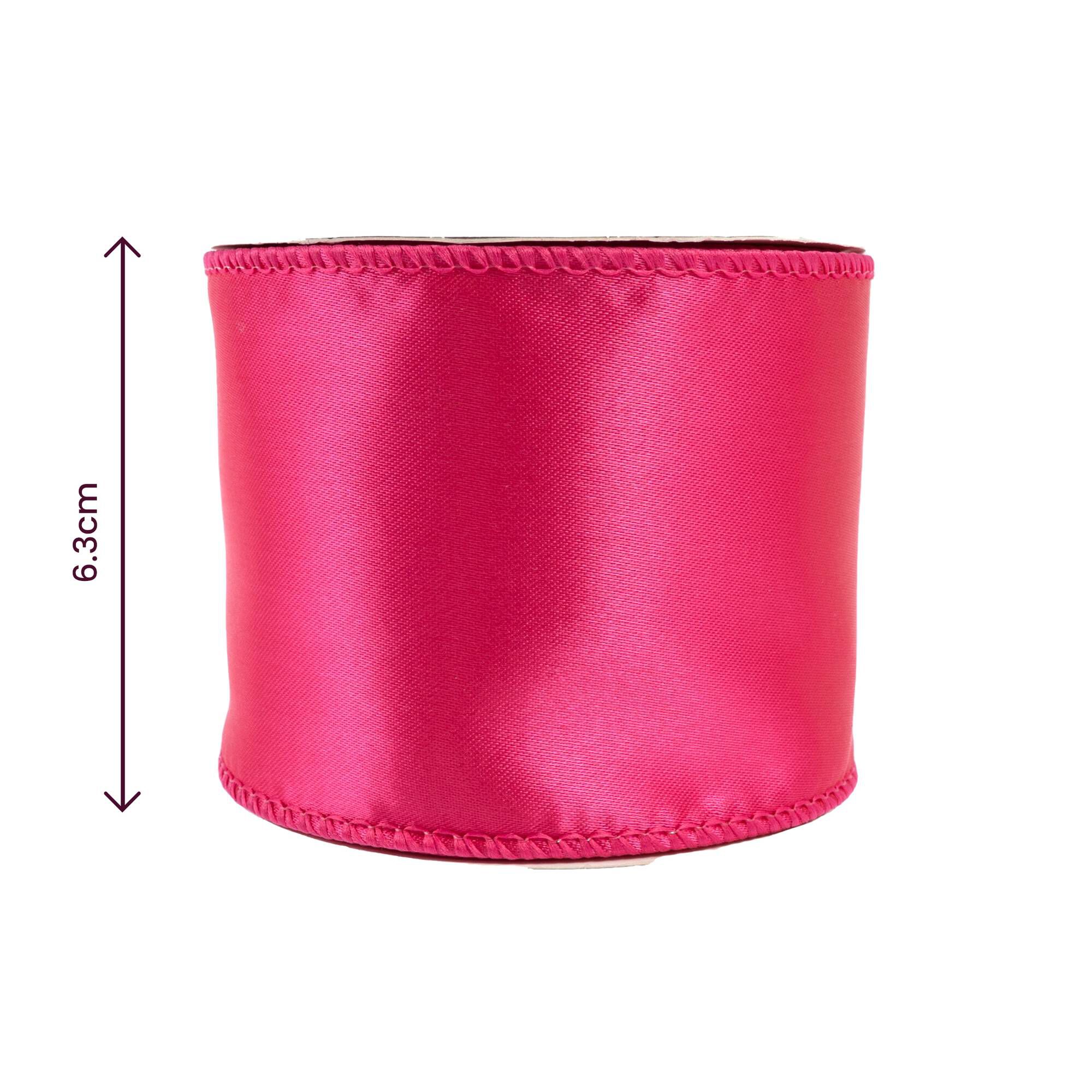 Hot Pink Wire Edge Satin Ribbon 63mm x 3m | Hobbycraft
