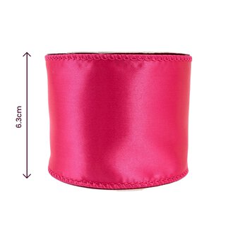 Hot Pink Wire Edge Satin Ribbon 63mm x 3m | Hobbycraft