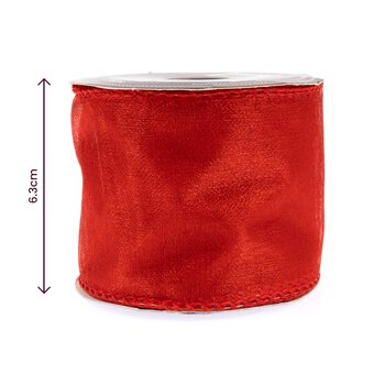 Orange Red Wire Edge Organza Ribbon 63mm x 3m | Hobbycraft