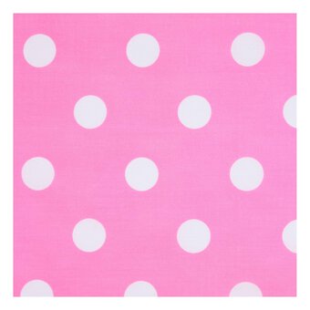 Pink and White Spotty Polycotton Fabric by the Metre | Hobbycraft
