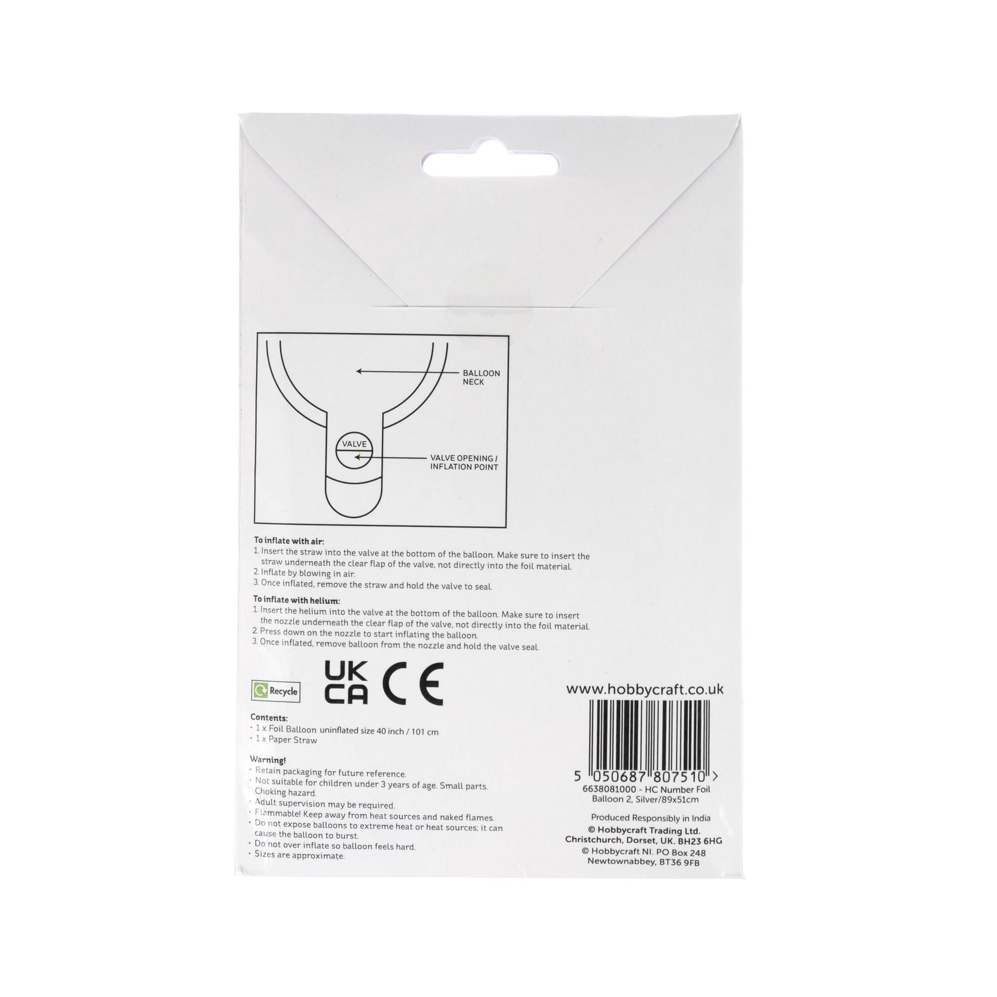 Extra Large Silver Foil Number 2 Balloon | Hobbycraft