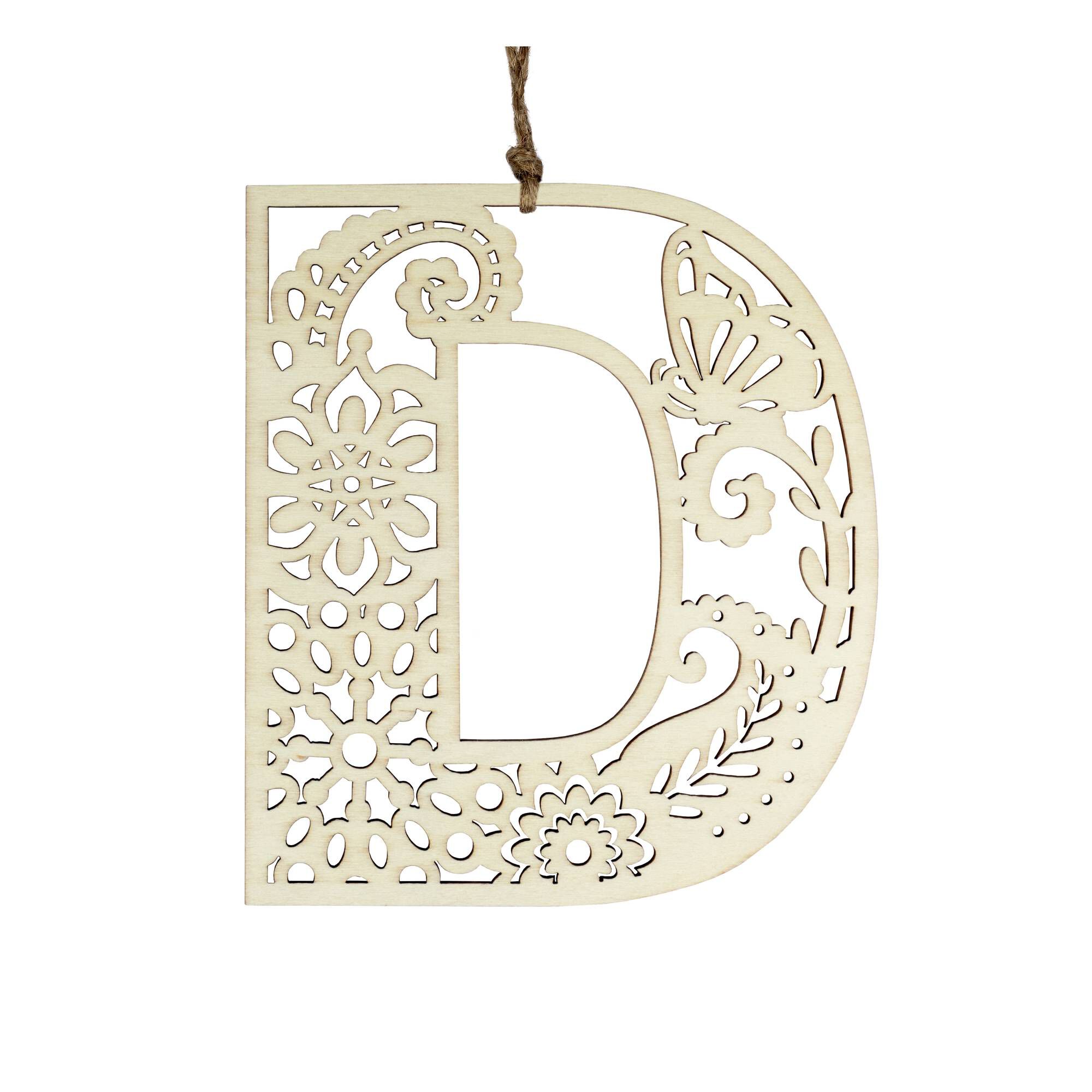 Wooden Filigree Hanging Letter D 13cm | Hobbycraft