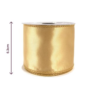 Bright Gold Wire Edge Satin Ribbon 63mm x 3m | Hobbycraft