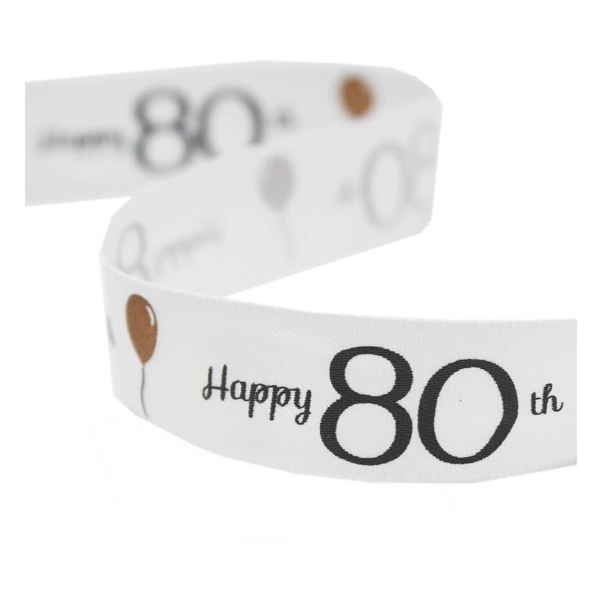 Happy 80th Satin Ribbon 16mm x 4m | Hobbycraft