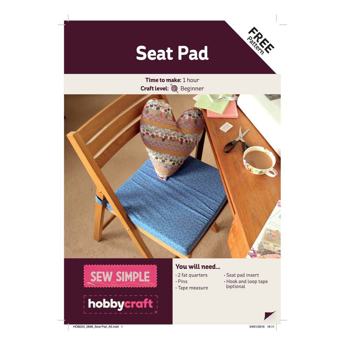 FREE PATTERN Sew a Fat Quarter Seat Pad | Hobbycraft