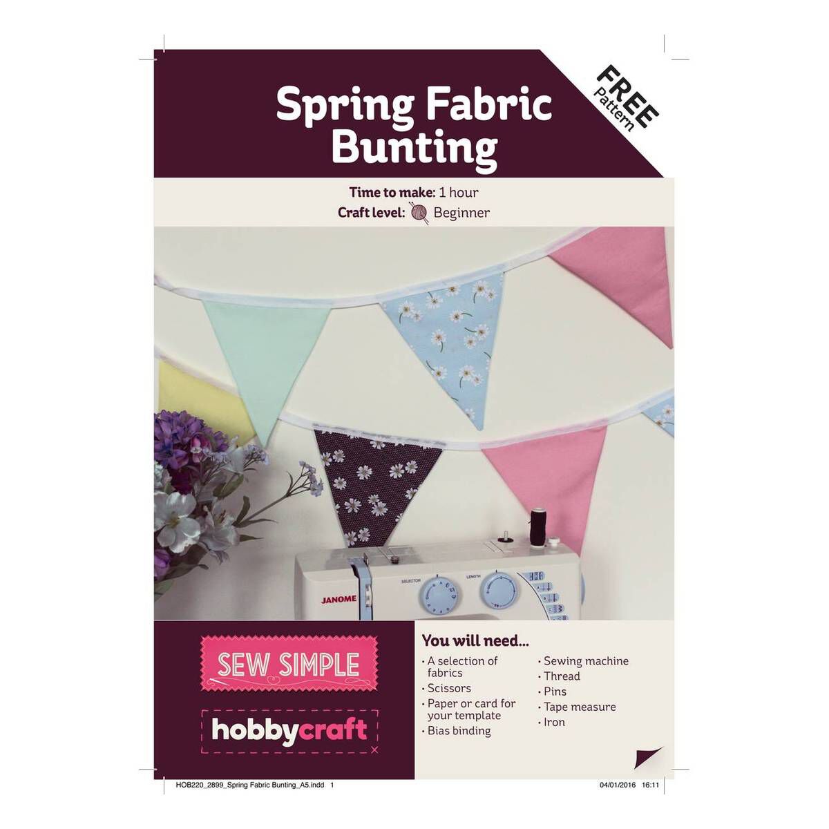 FREE PATTERN Sew Spring Fabric Bunting | Hobbycraft