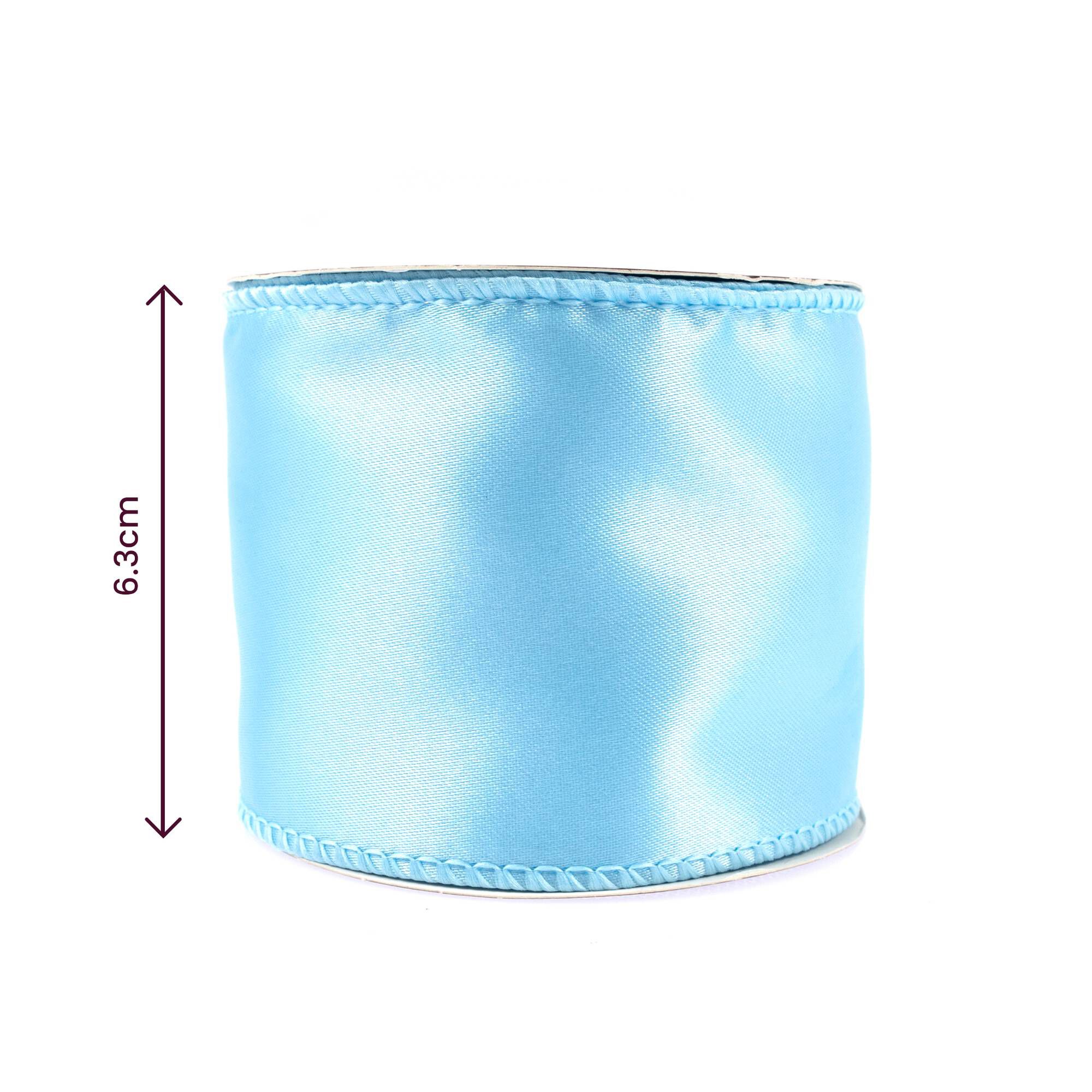 Light Blue Wire Edge Satin Ribbon 63mm x 3m | Hobbycraft