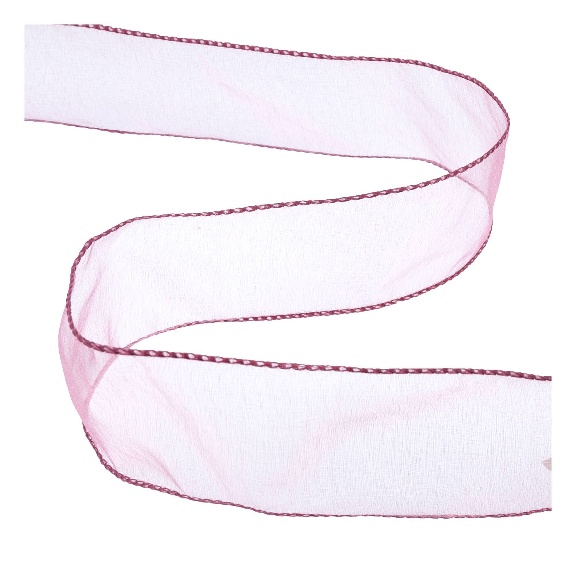 Mid Pink Wire Edge Organza Ribbon 63mm x 3m | Hobbycraft