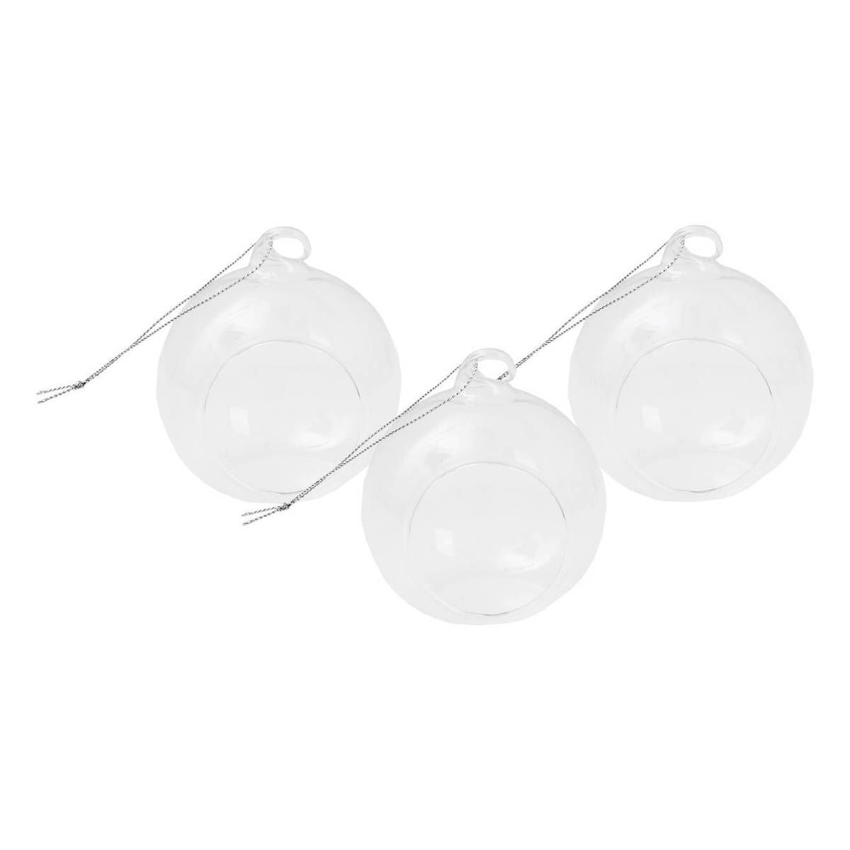 Round Flat Fillable Glass Bauble 8cm 3 Pack | Hobbycraft