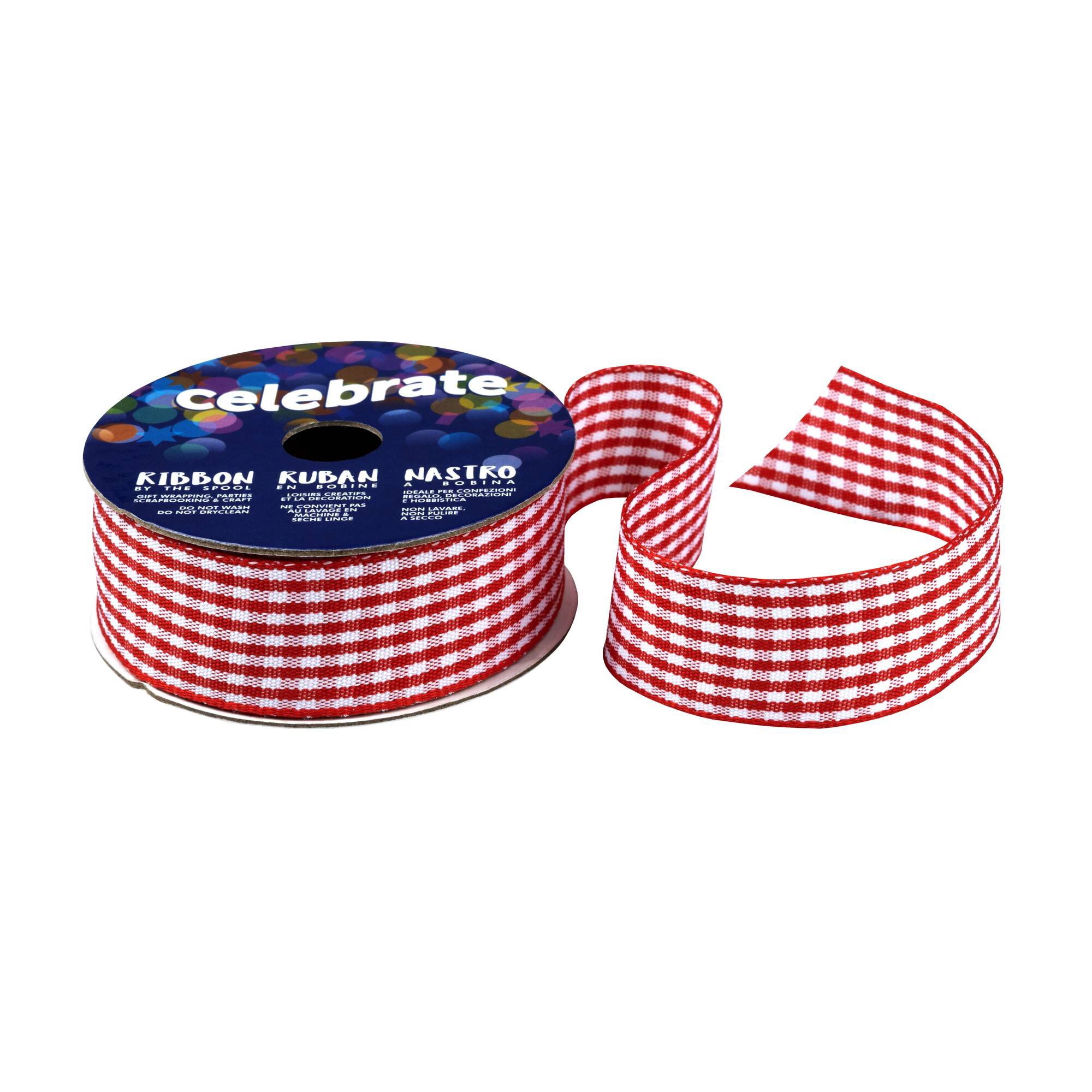Red Gingham Ribbon 20mm x 4m | Hobbycraft